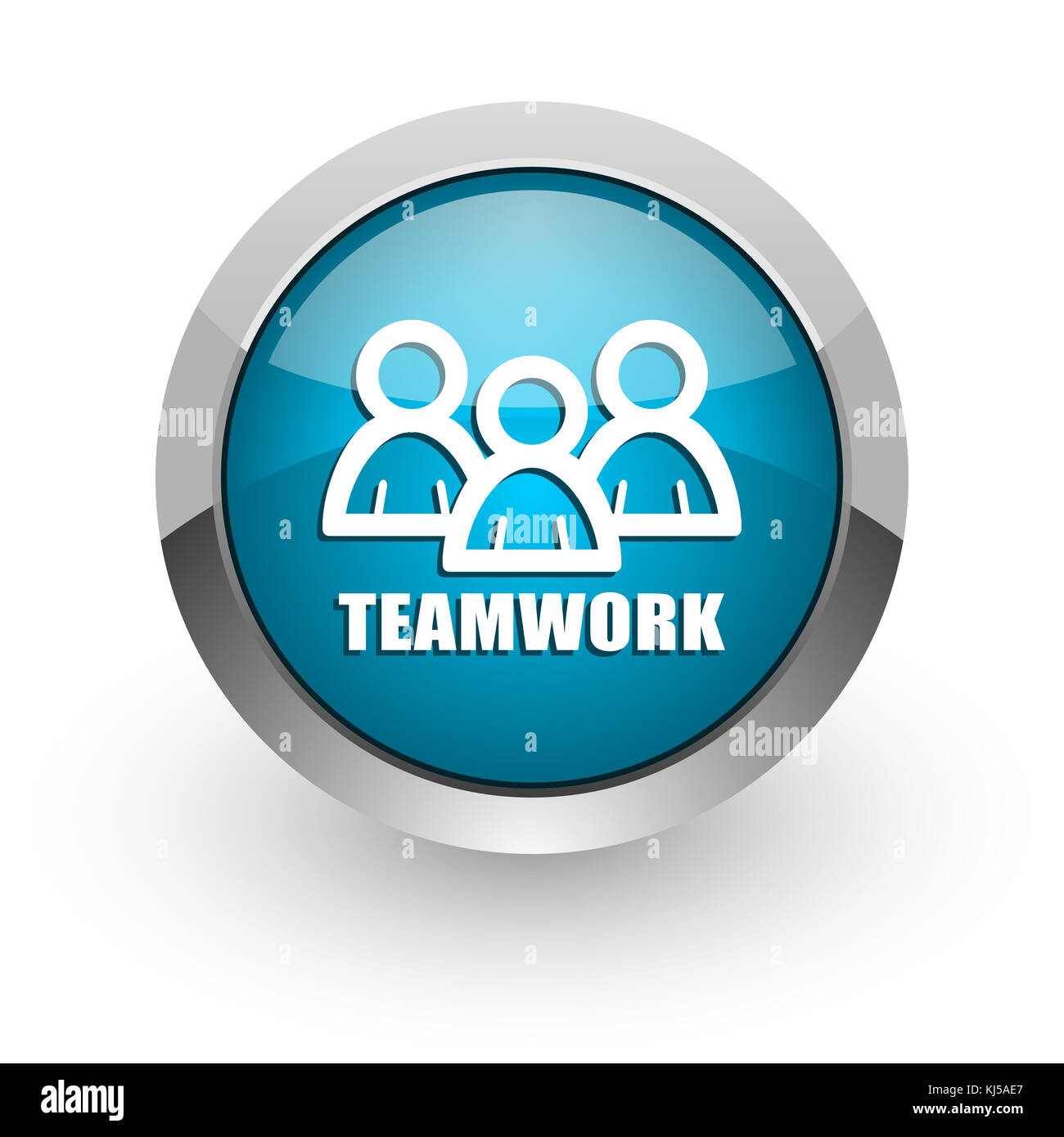 Teamwork blue silver metallic chrome border web and mobile phone icon ...