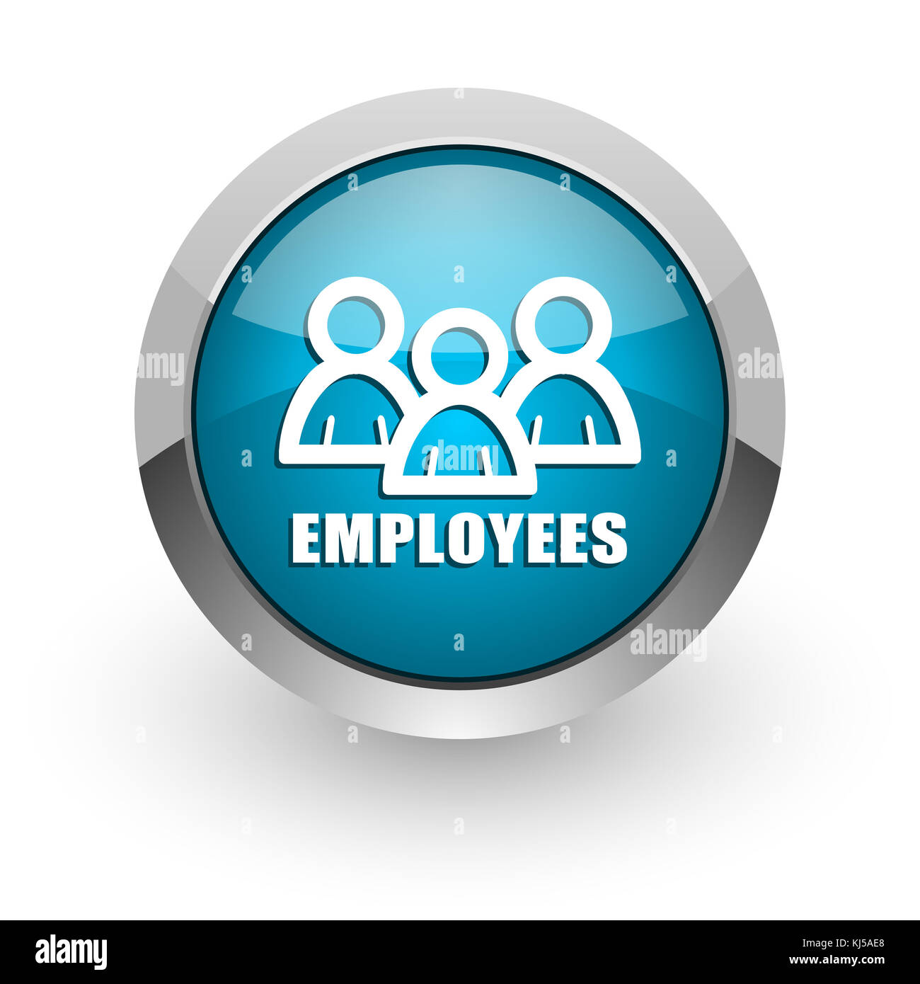 Employees blue silver metallic chrome border web and mobile phone icon ...