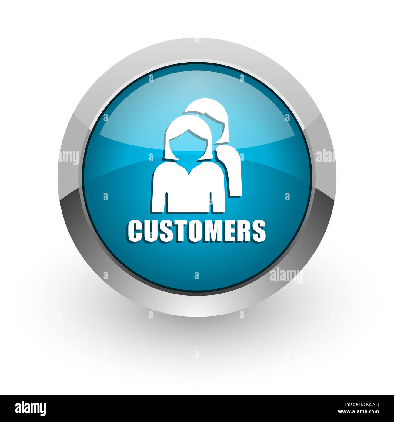 Customers blue silver metallic chrome border web and mobile phone icon ...