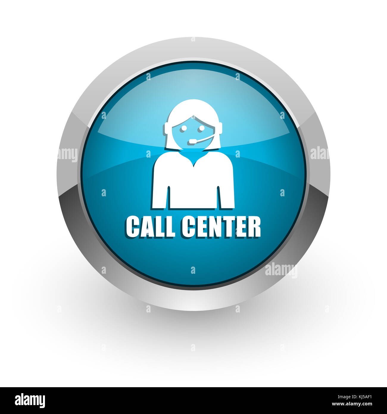 Call center blue silver metallic chrome border web and mobile phone ...
