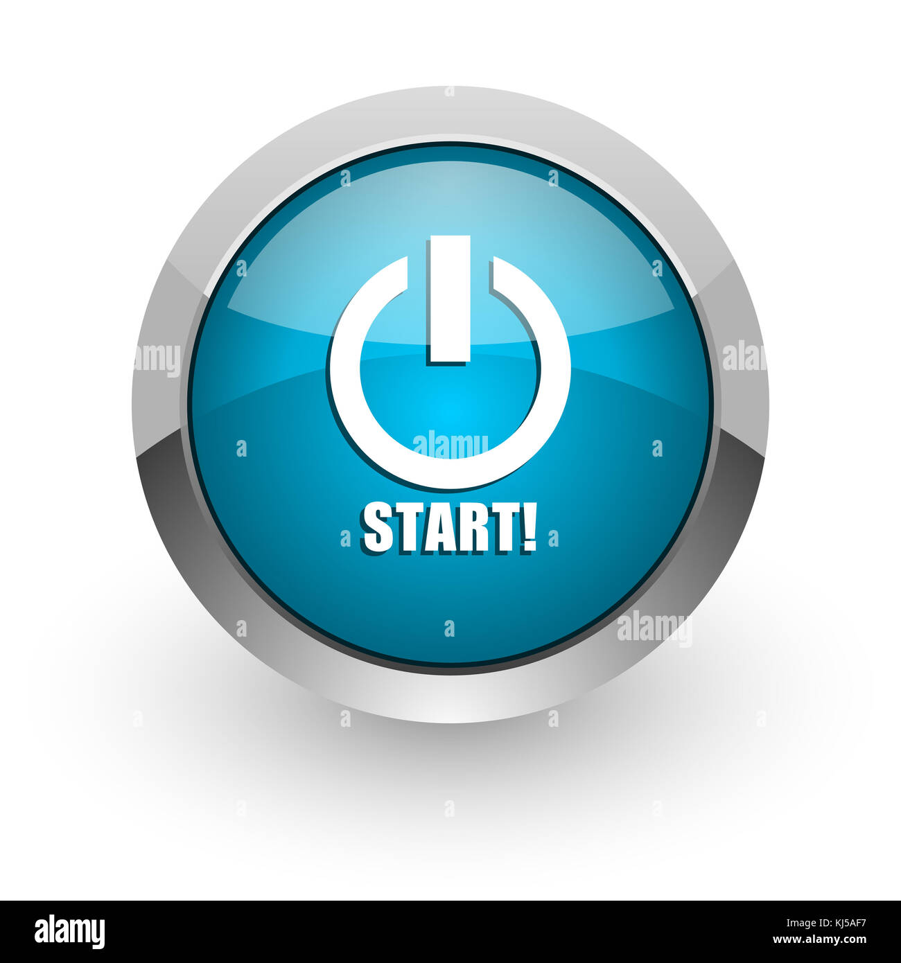 Start blue silver metallic chrome border web and mobile phone icon on ...