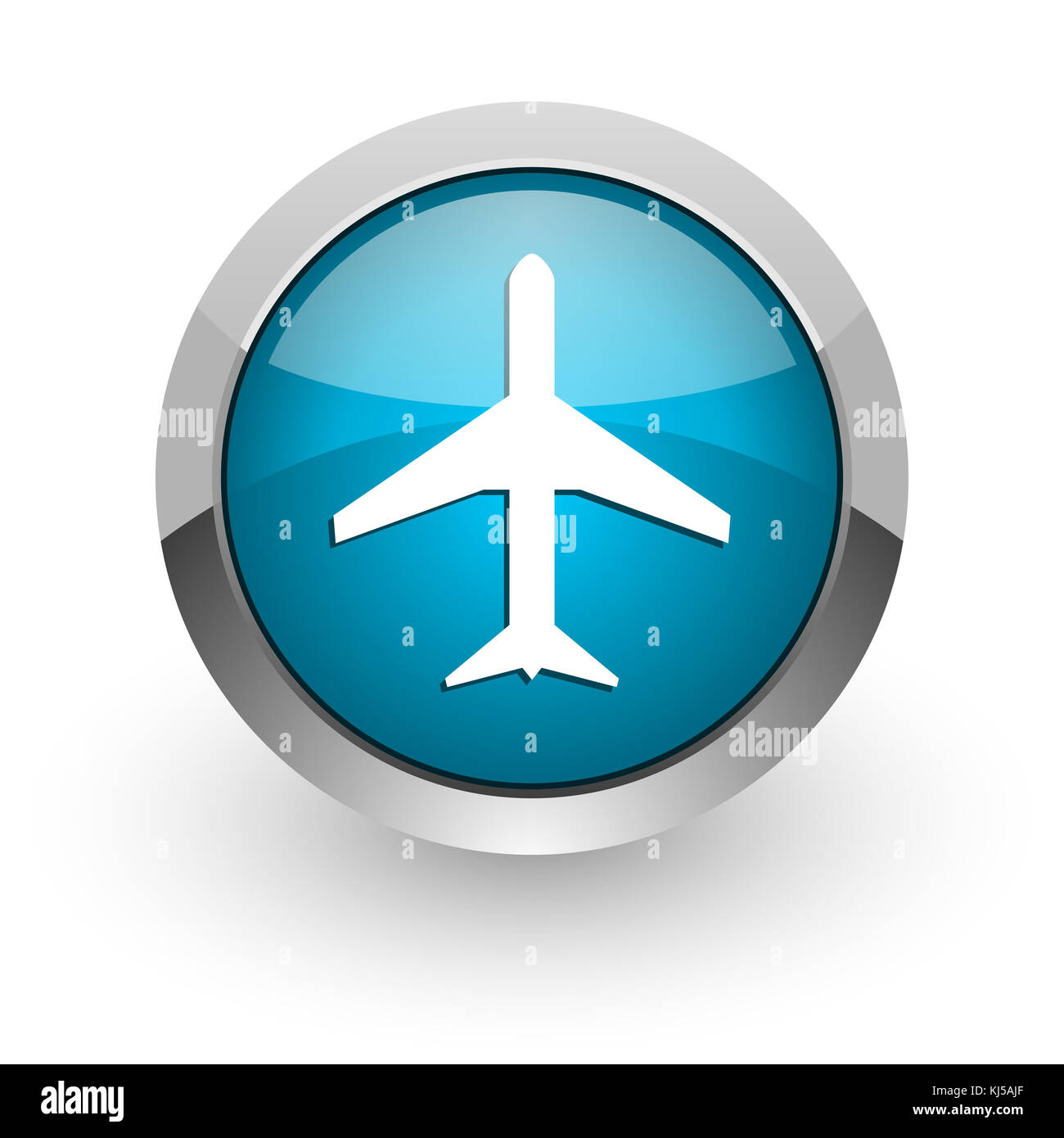 Plane blue silver metallic chrome border web and mobile phone icon on ...