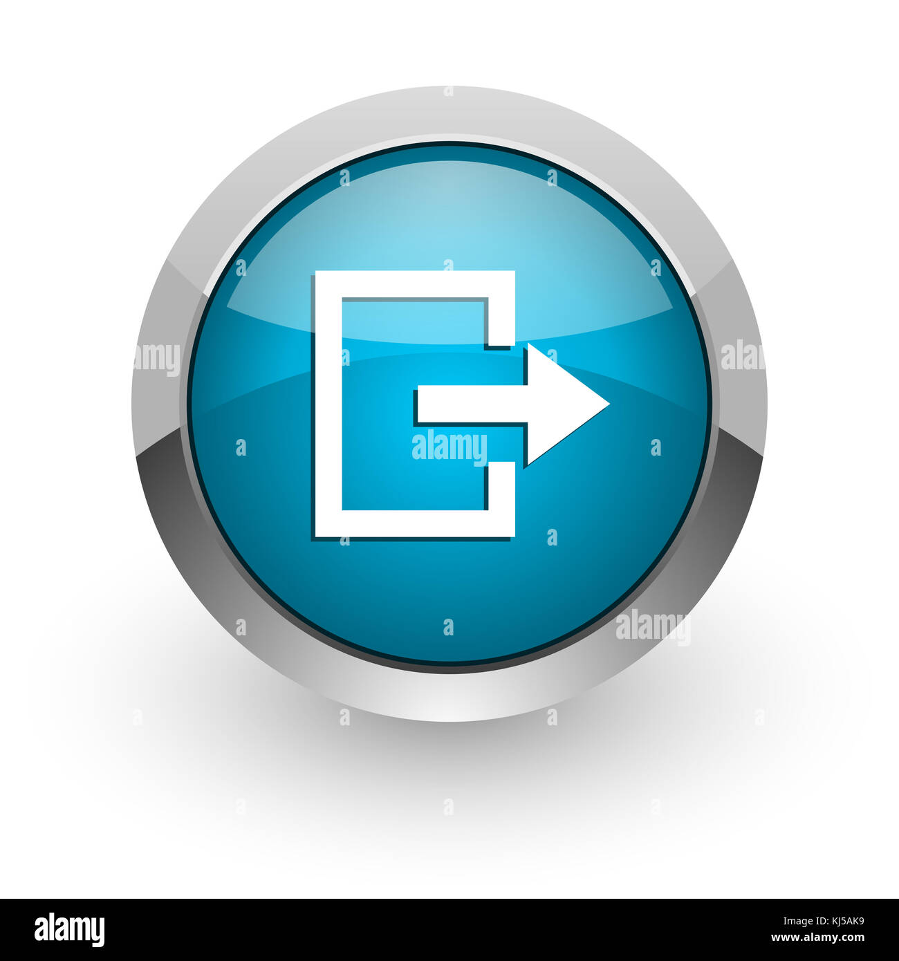 Exit blue silver metallic chrome border web and mobile phone icon on ...