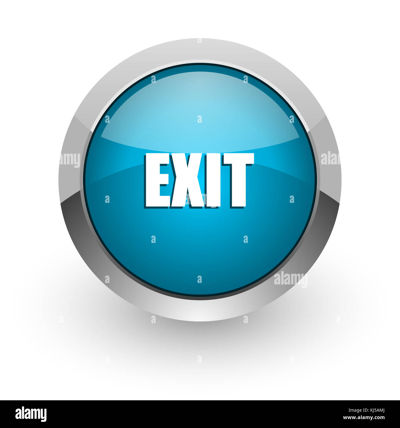 Exit blue silver metallic chrome border web and mobile phone icon on ...