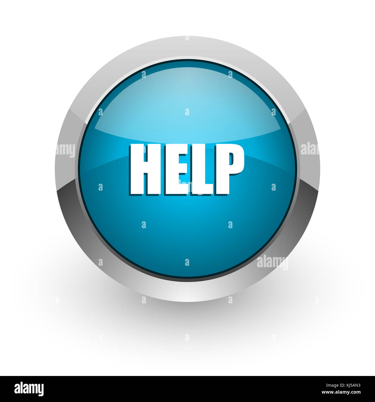 Help blue silver metallic chrome border web and mobile phone icon on ...