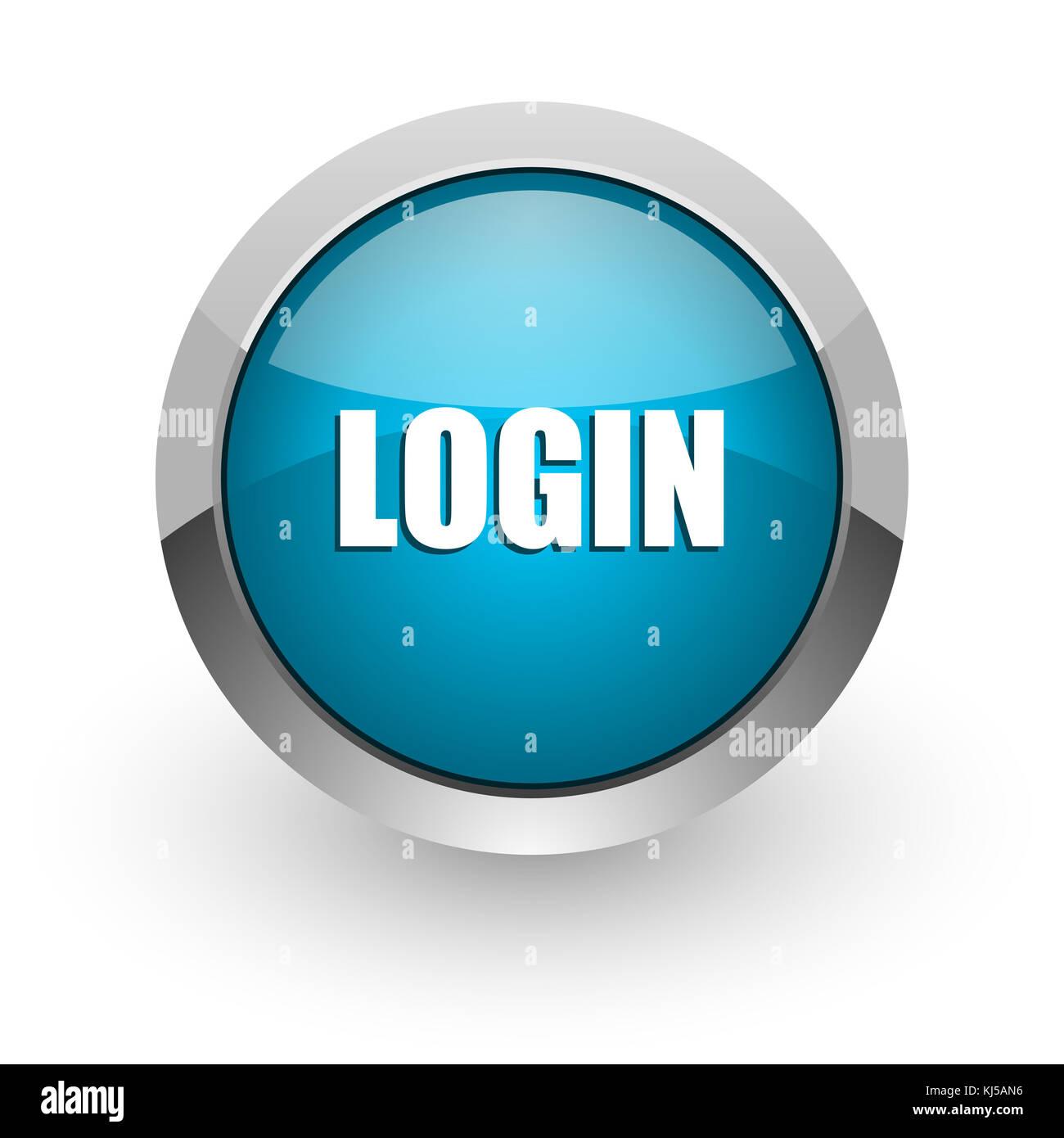 Login blue silver metallic chrome border web and mobile phone icon on ...
