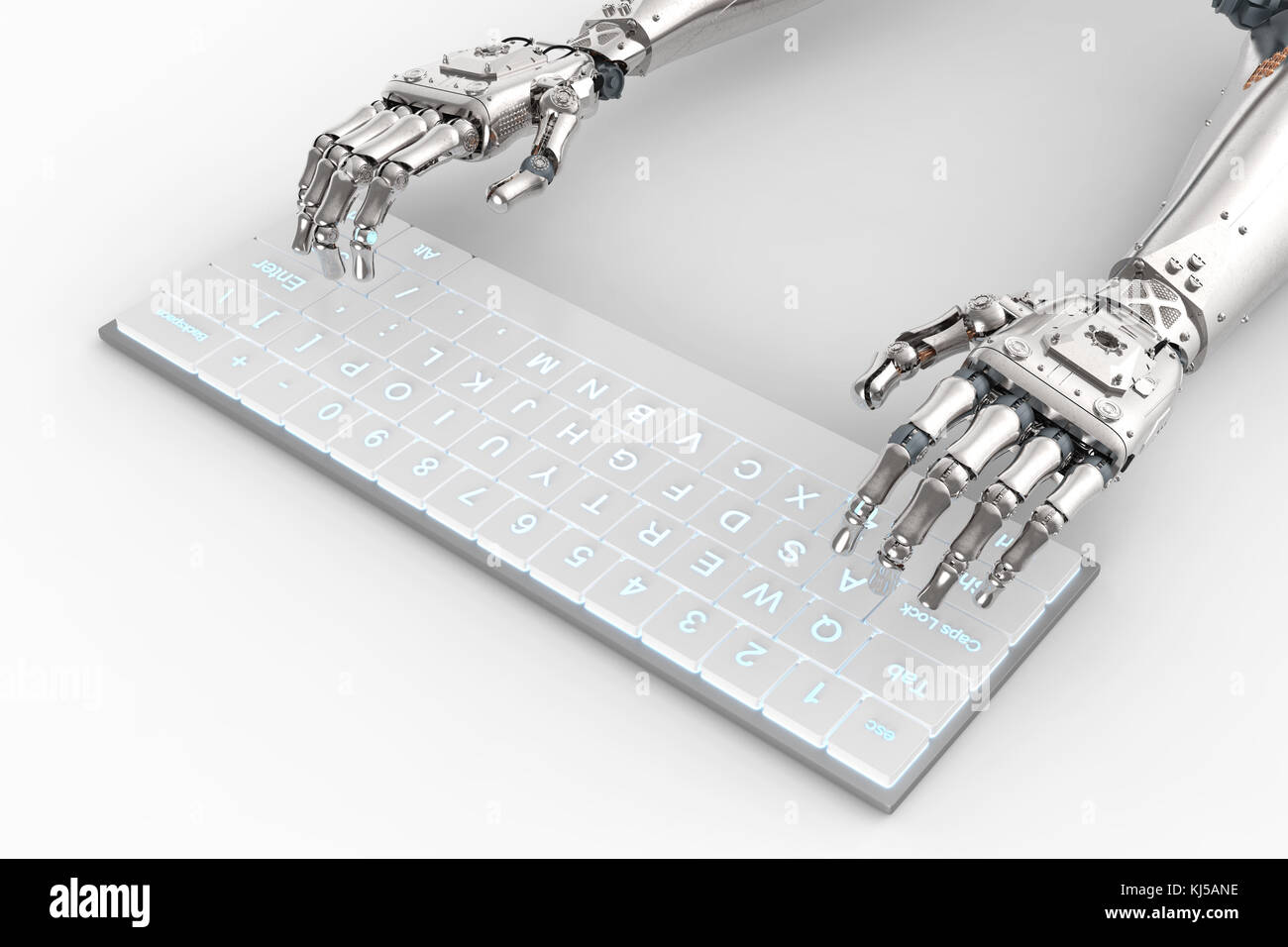 3d rendering robot hand working with computer keyboard Stock Photo - Alamy