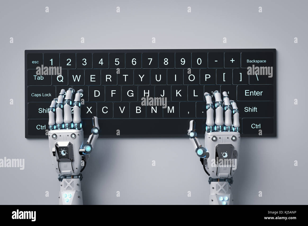 3d rendering robot hand working with computer keyboard Stock Photo - Alamy