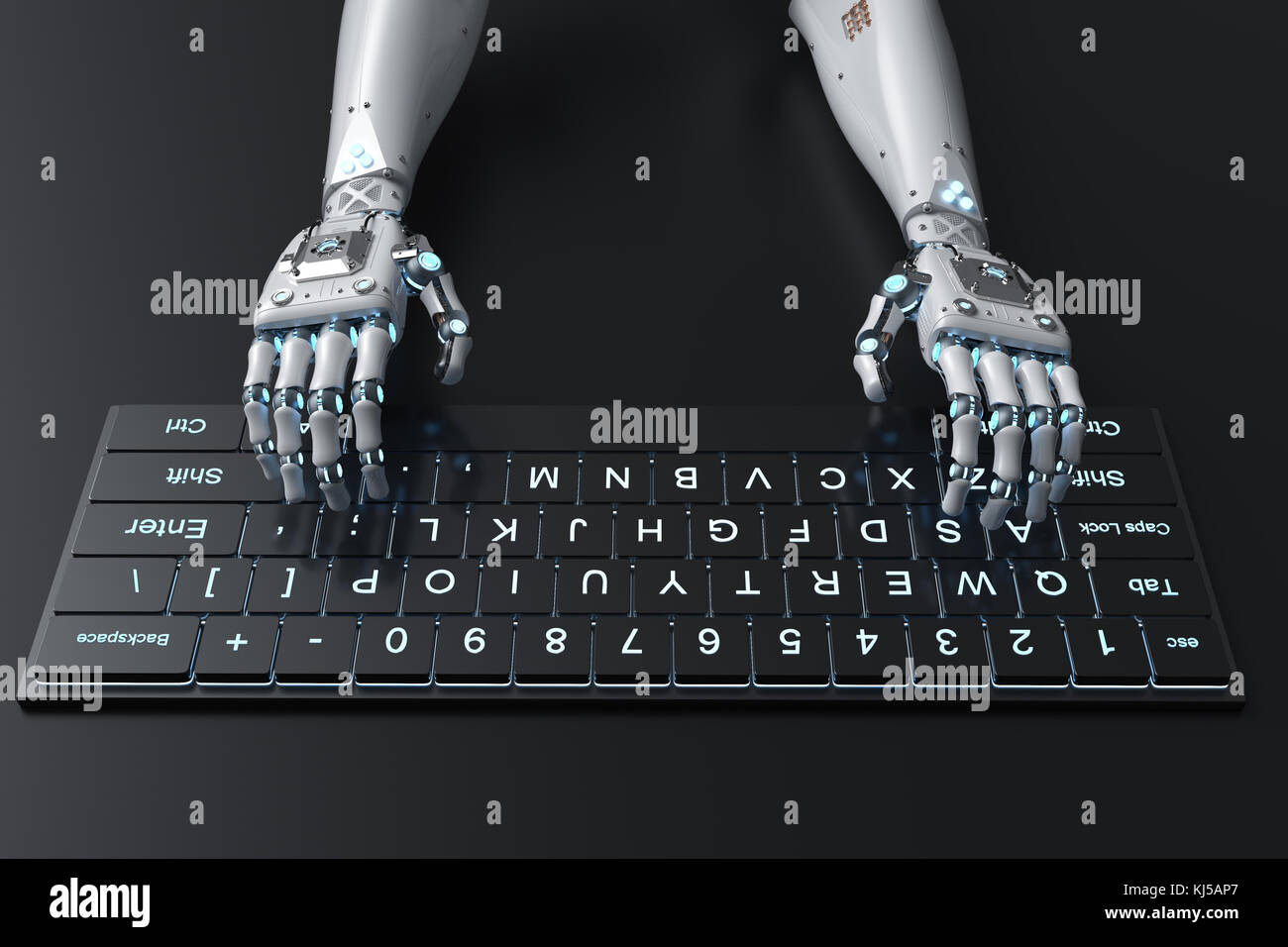 3d rendering robot hand working with computer keyboard Stock Photo - Alamy