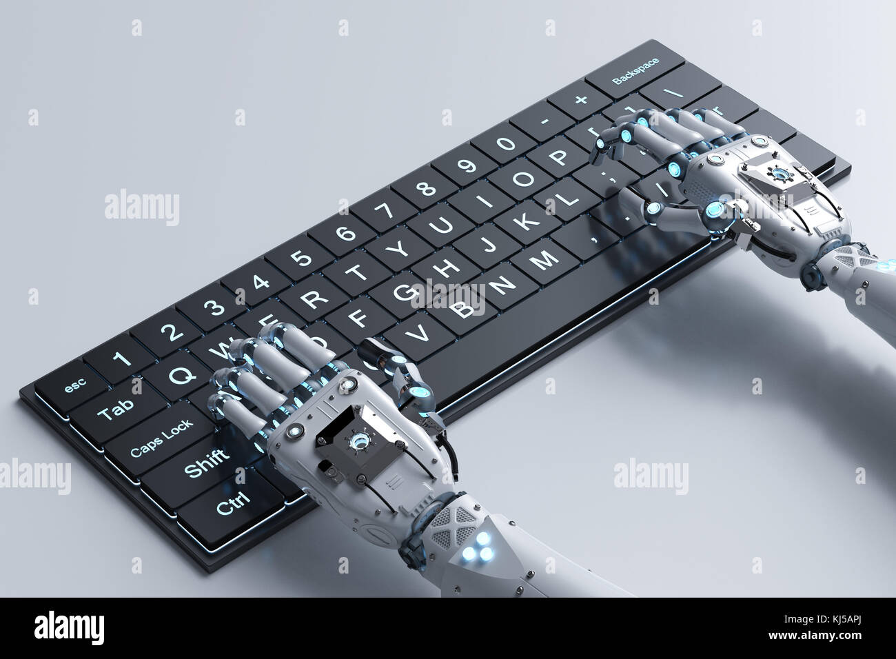 3d rendering robot hand working with computer keyboard Stock Photo - Alamy