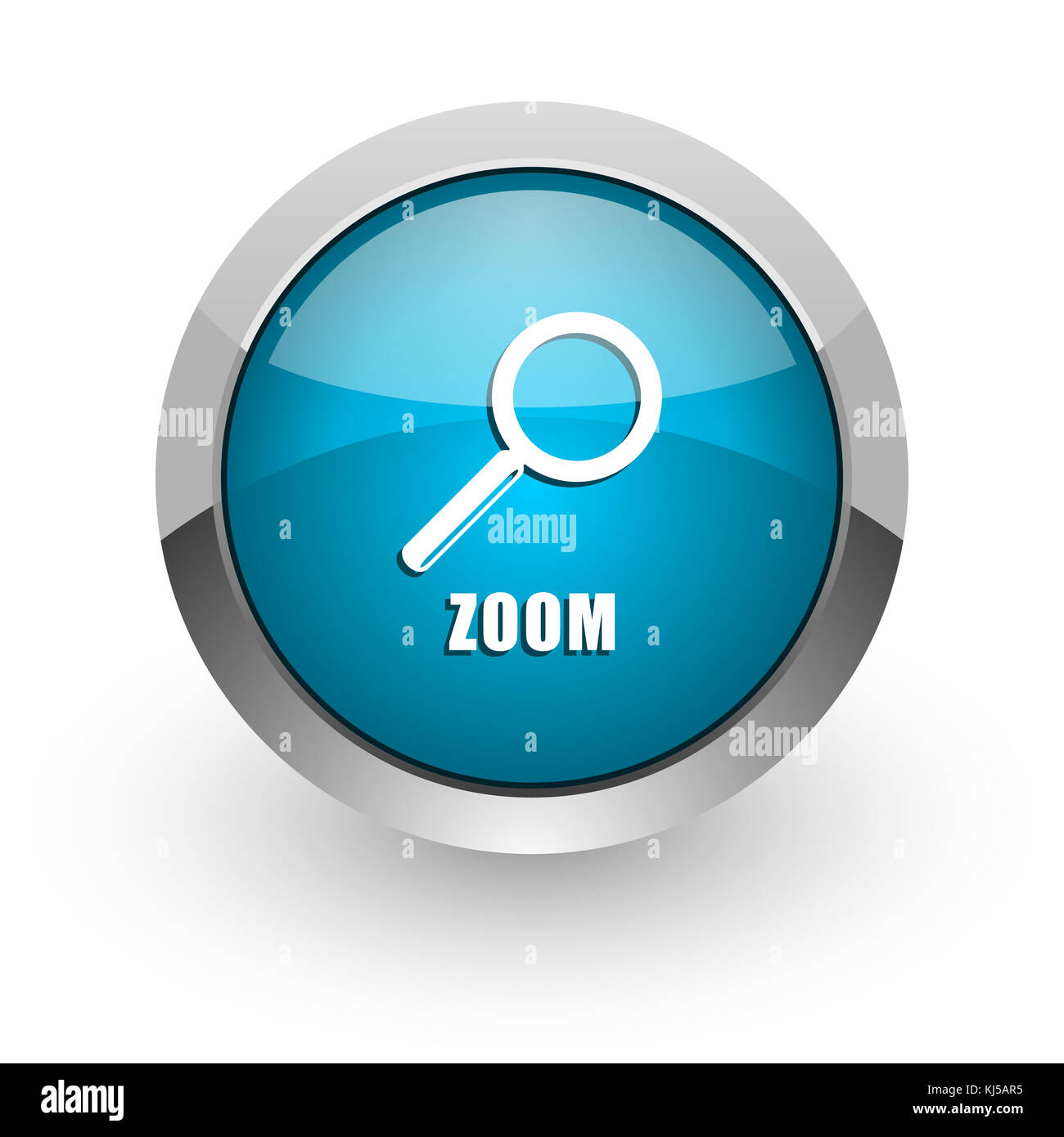 Zoom blue silver metallic chrome border web and mobile phone icon on ...