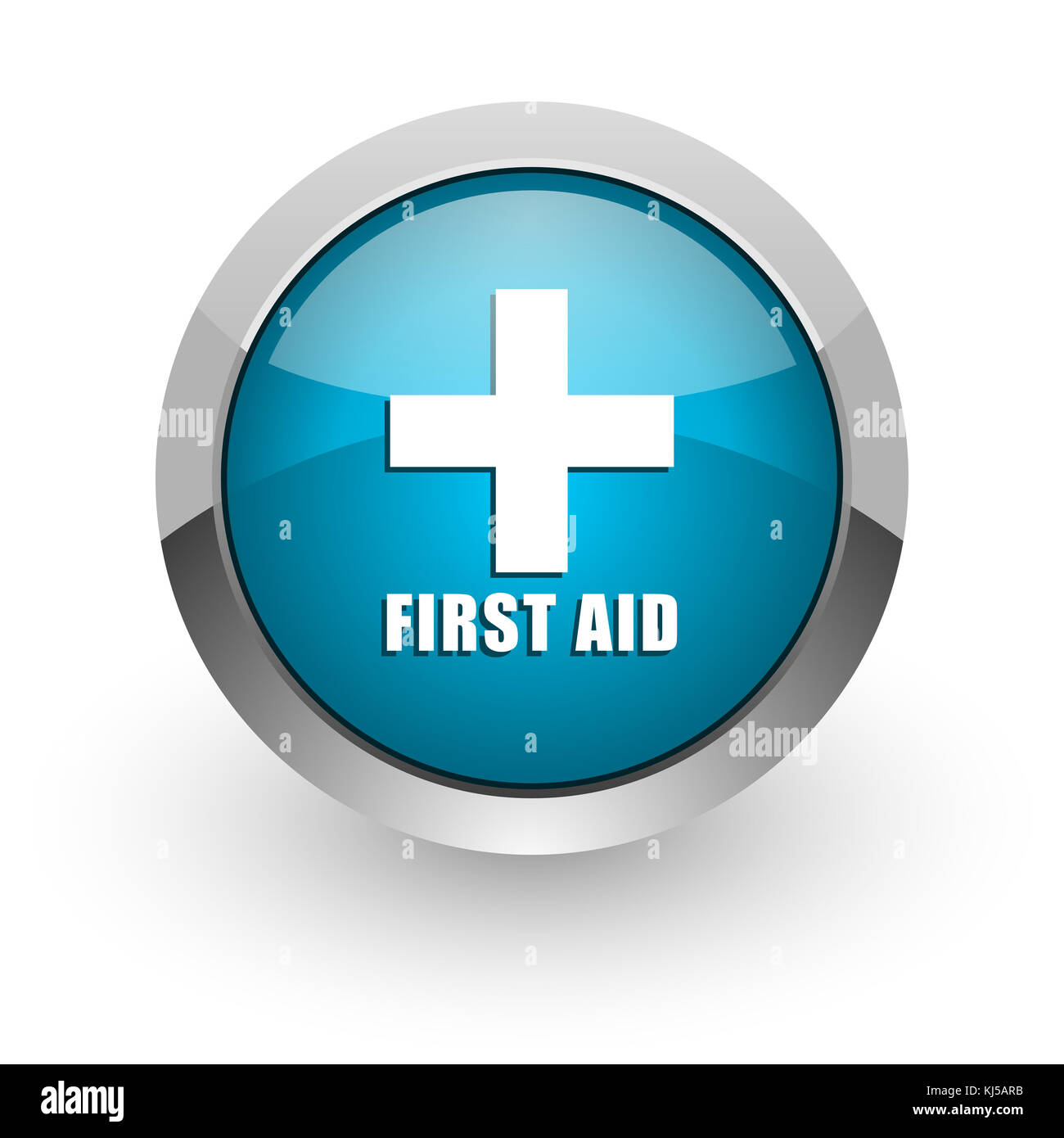 First aid blue silver metallic chrome border web and mobile phone icon ...