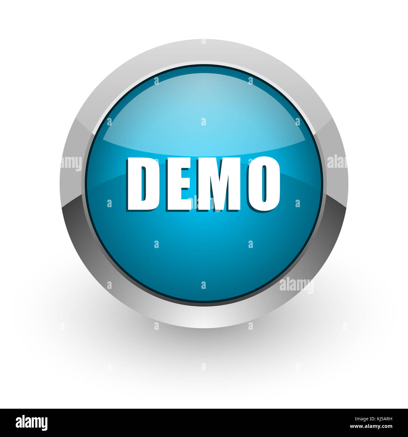 Demo blue silver metallic chrome border web and mobile phone icon on ...