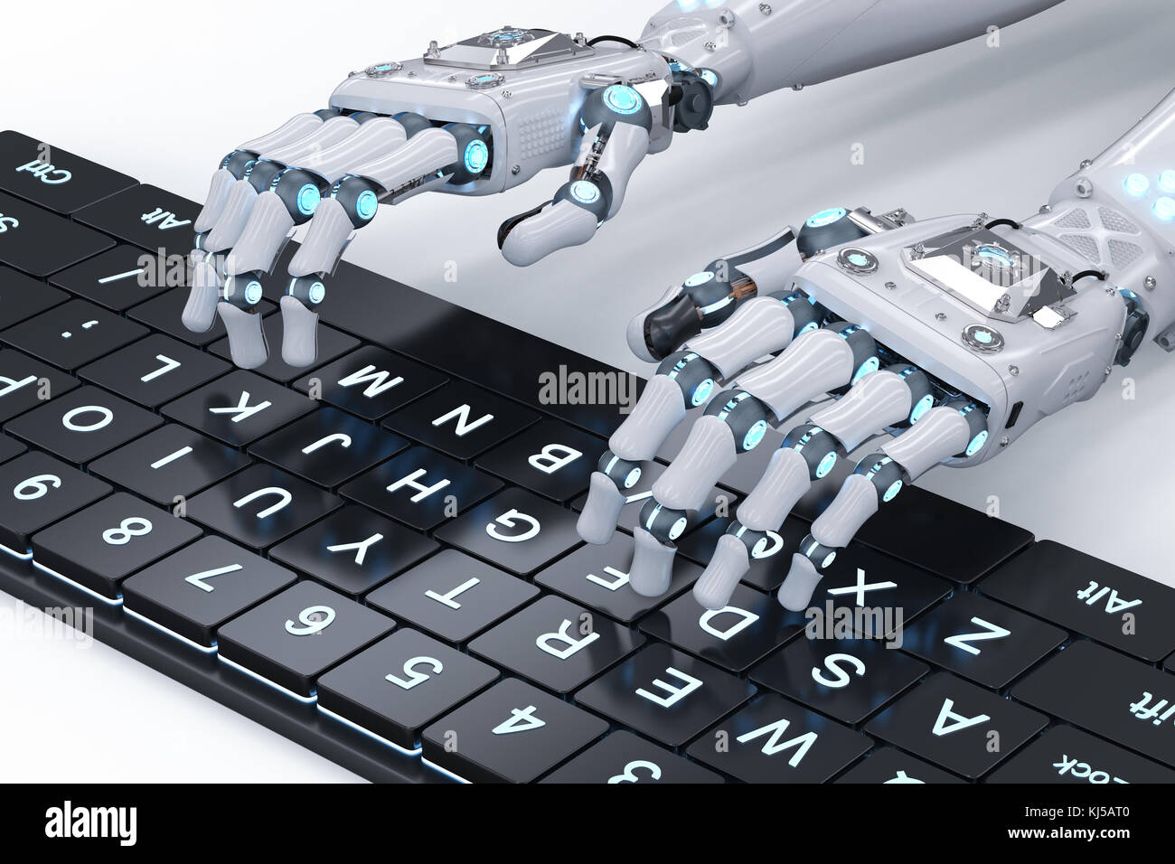 3d rendering robot hand working with computer keyboard Stock Photo - Alamy
