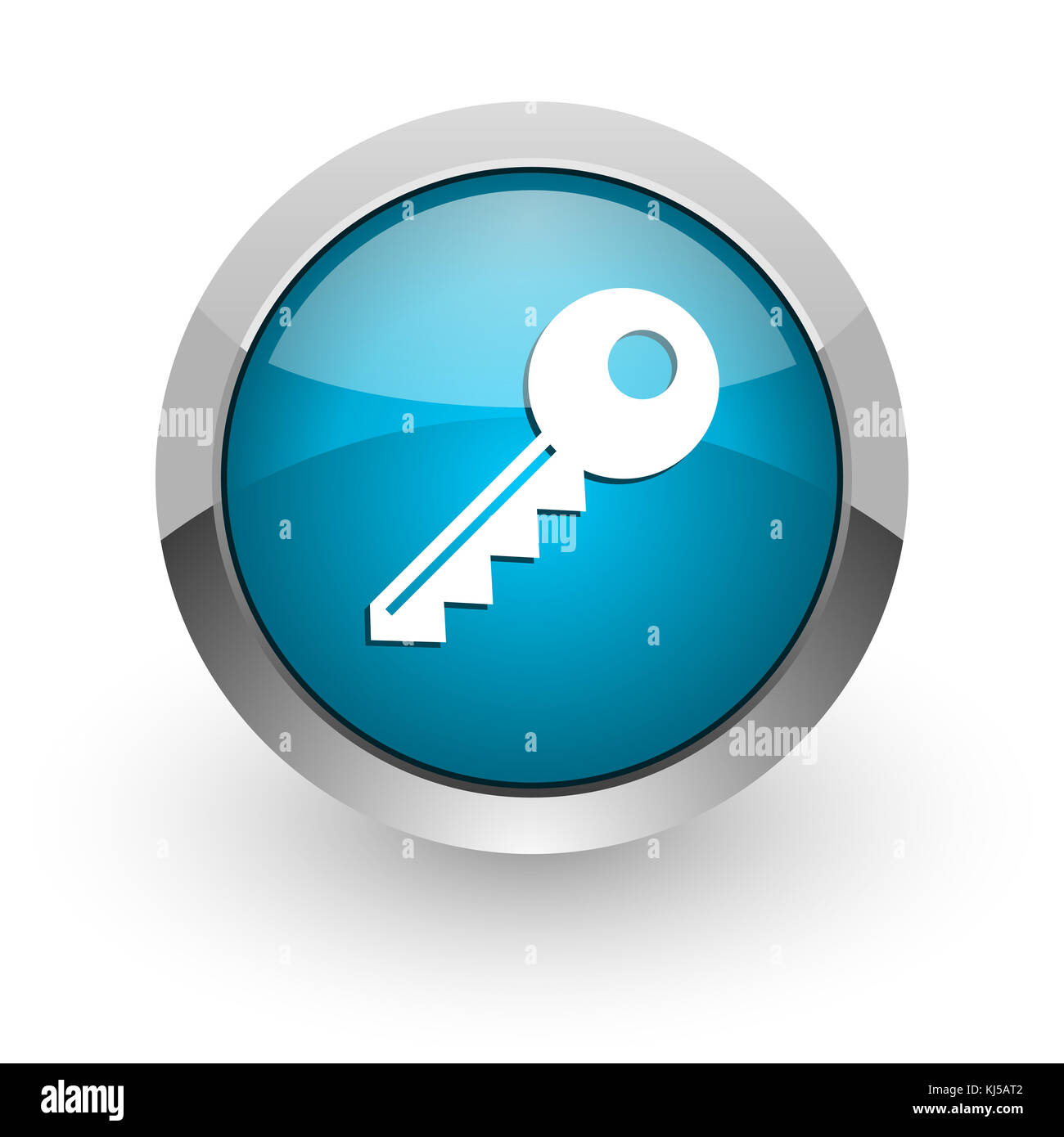 Key blue silver metallic chrome border web and mobile phone icon on ...