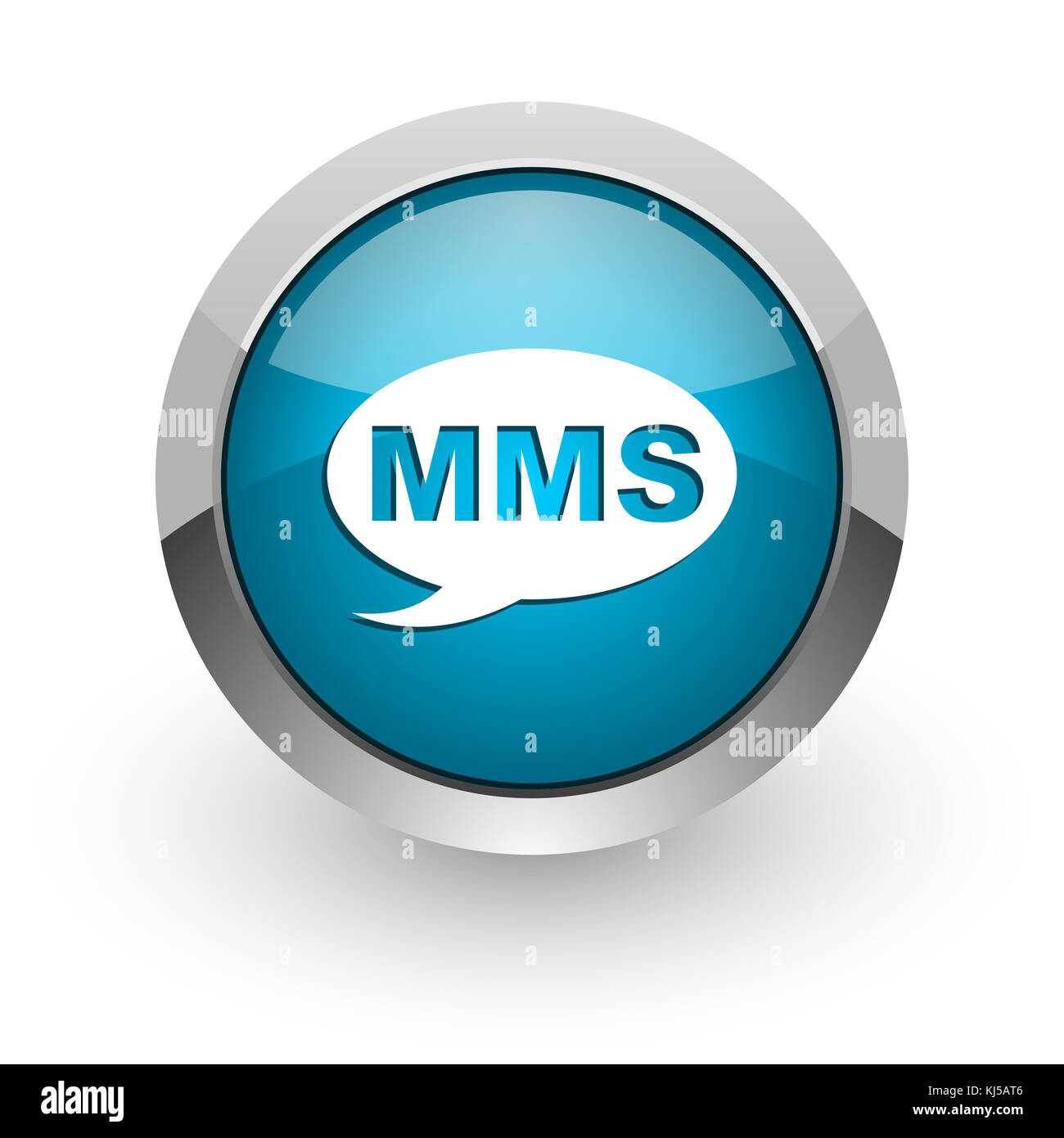 Mms blue silver metallic chrome border web and mobile phone icon on ...