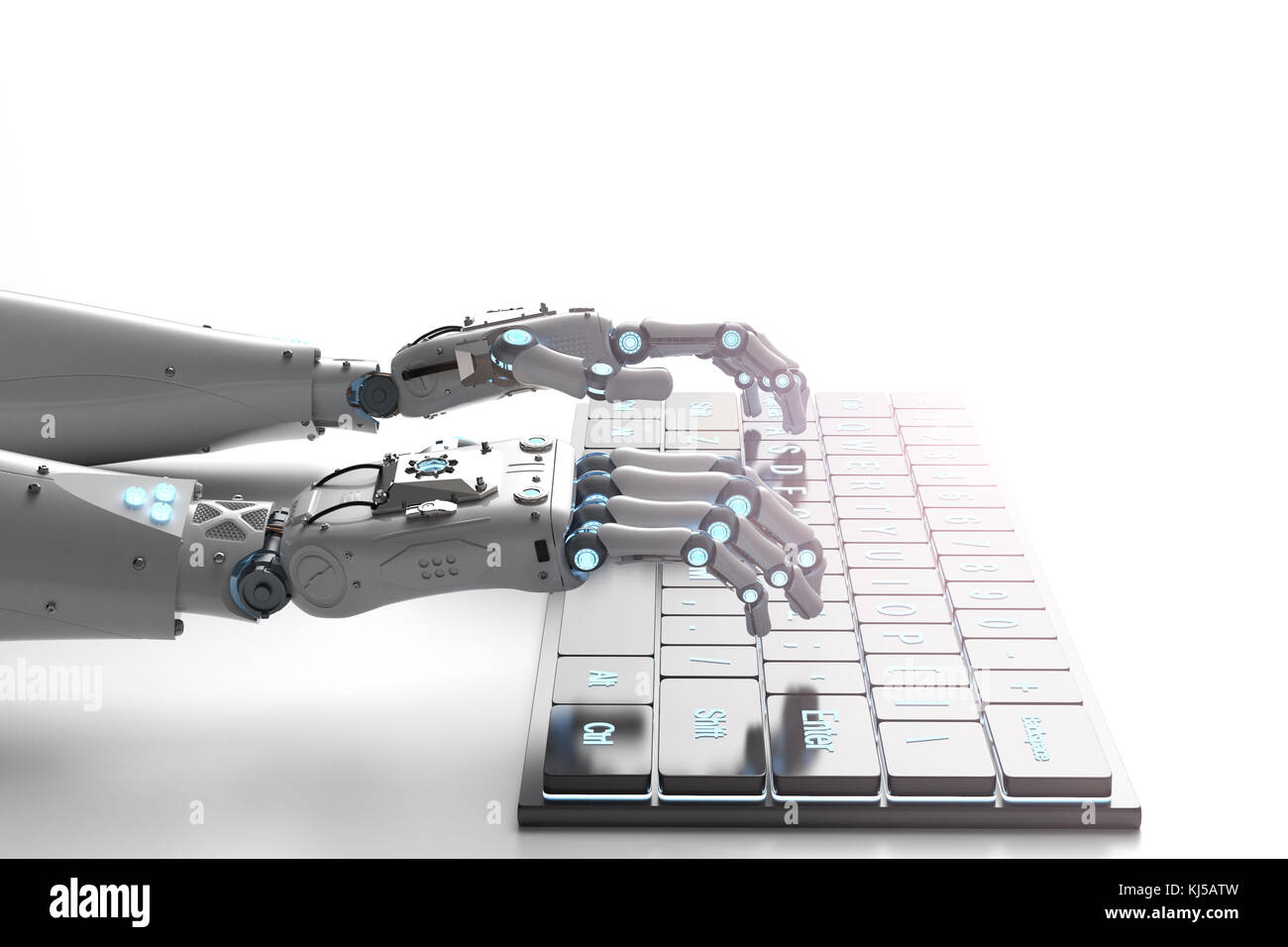 3d rendering robot hand working with computer keyboard Stock Photo - Alamy