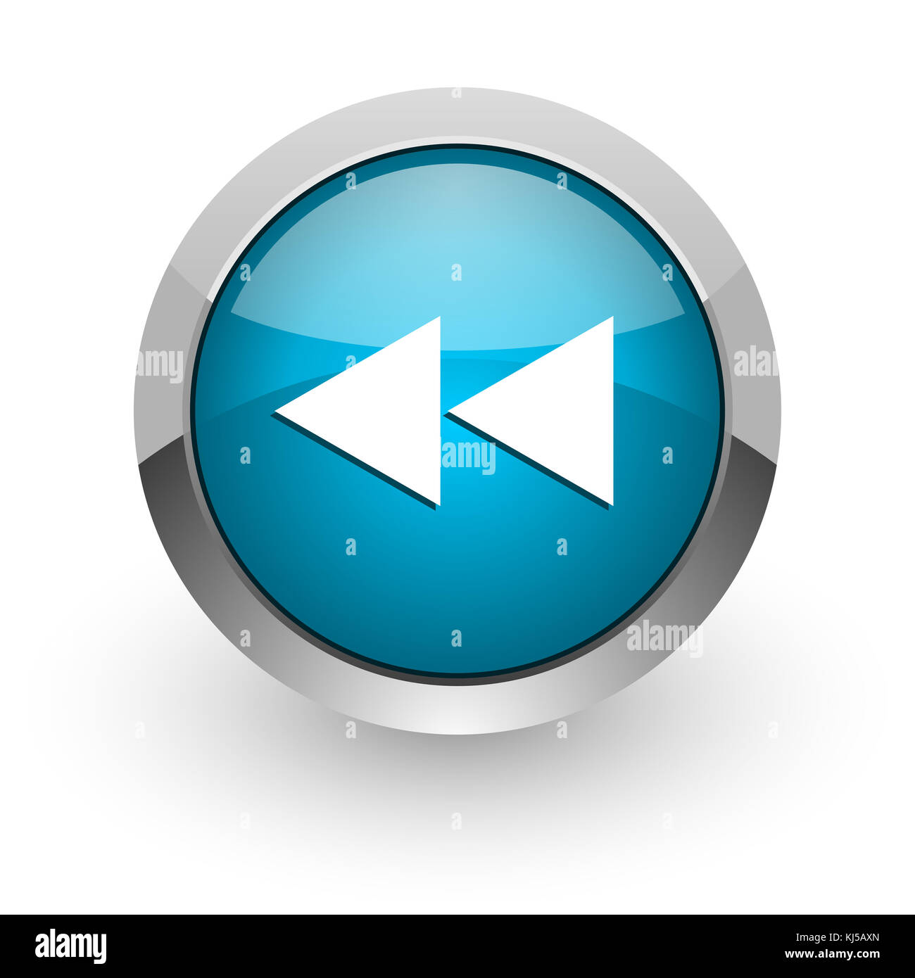 Rewind blue silver metallic chrome border web and mobile phone icon on ...