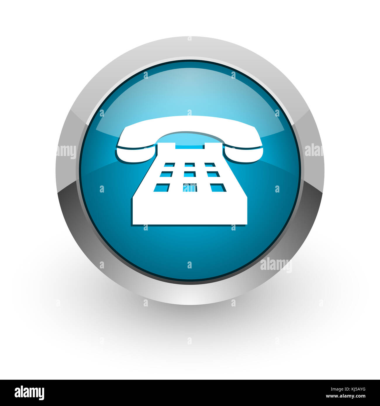 Phone blue silver metallic chrome border web and mobile phone icon on ...