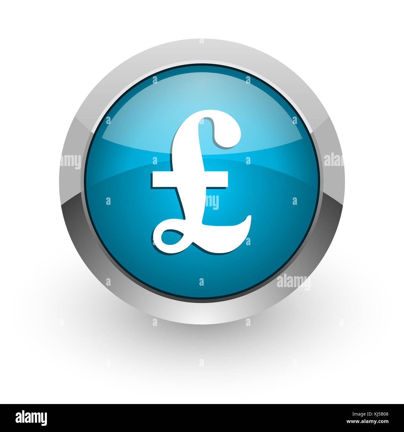Pound blue silver metallic chrome border web and mobile phone icon on ...