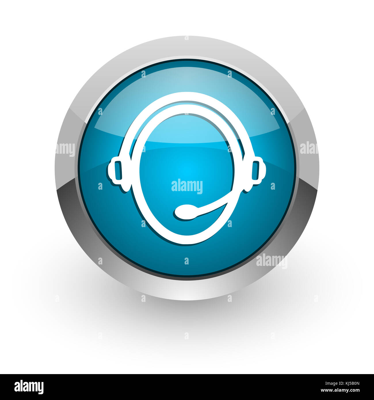 Customer service blue silver metallic chrome border web and mobile ...