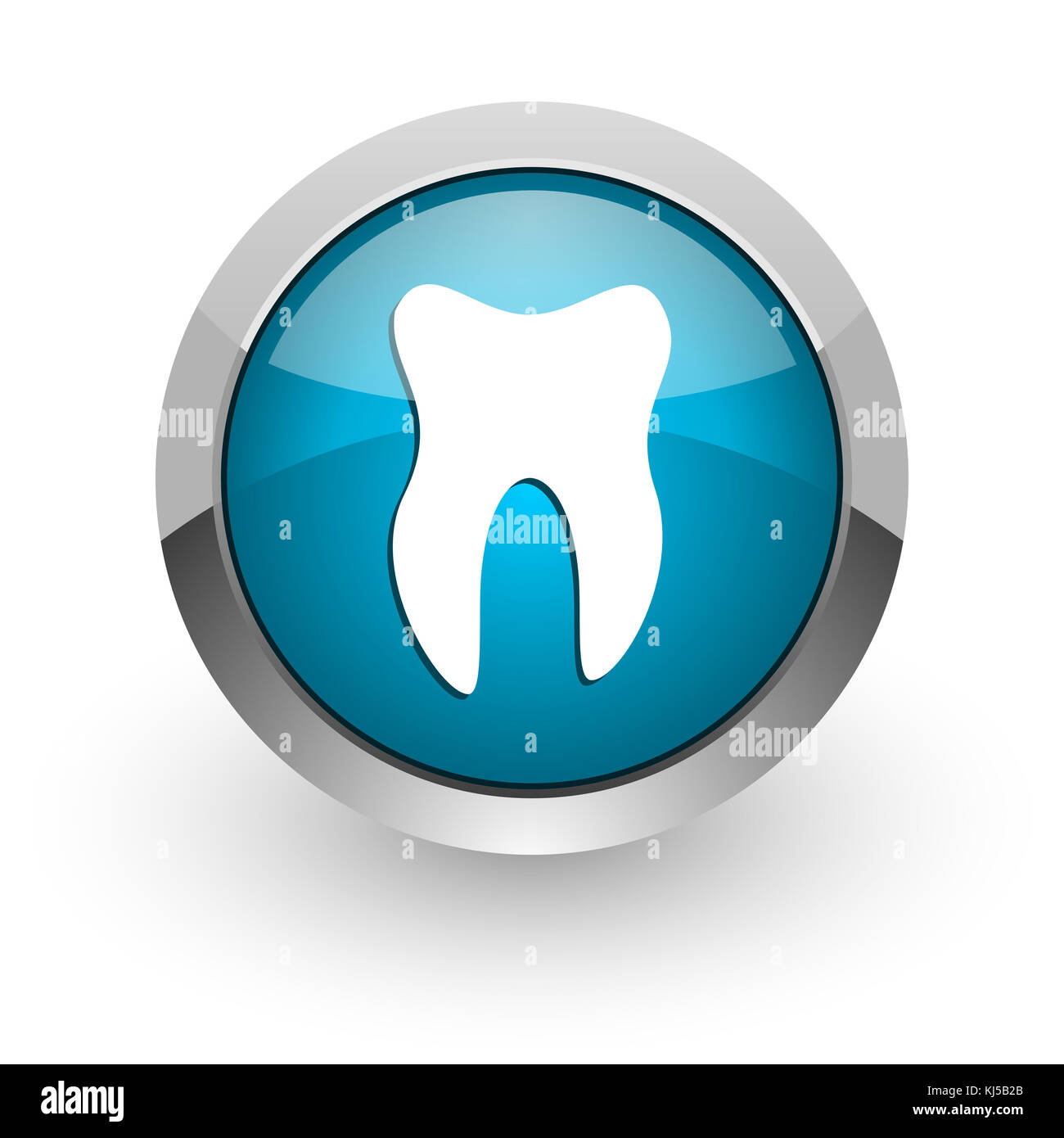 Tooth blue silver metallic chrome border web and mobile phone icon on ...
