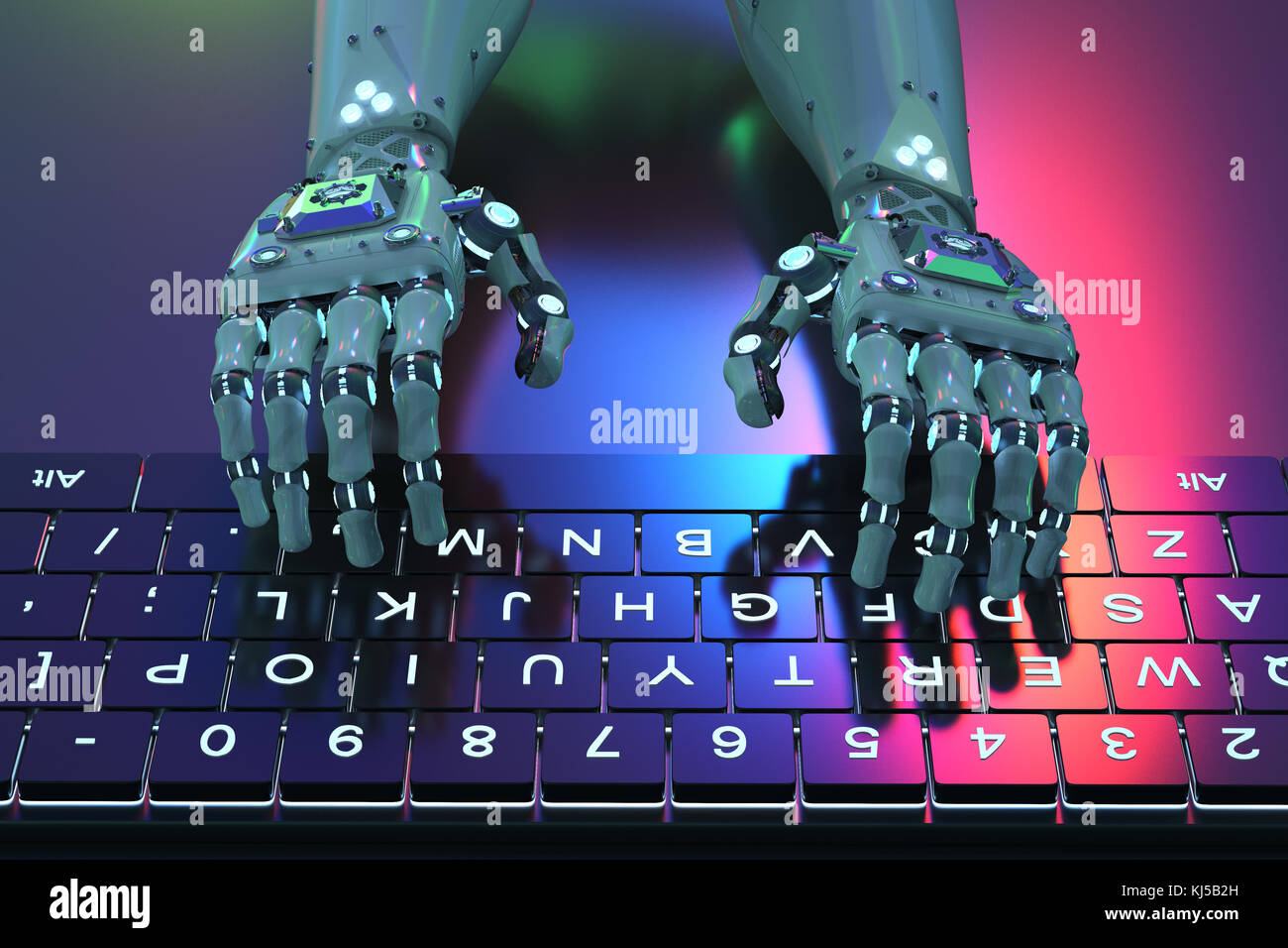 3d rendering robot hand working with computer keyboard Stock Photo - Alamy