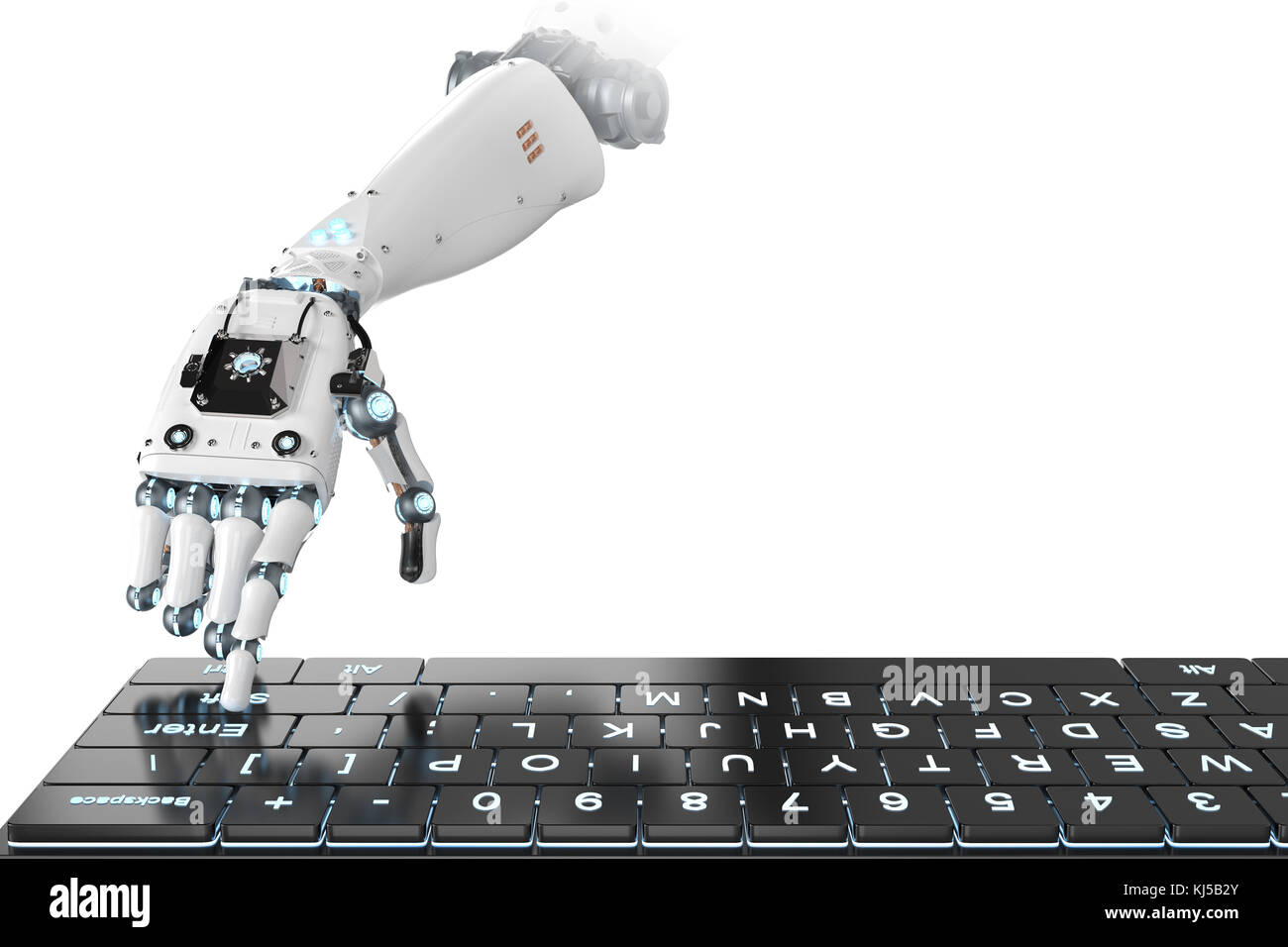 3d rendering robot hand working with computer keyboard Stock Photo - Alamy