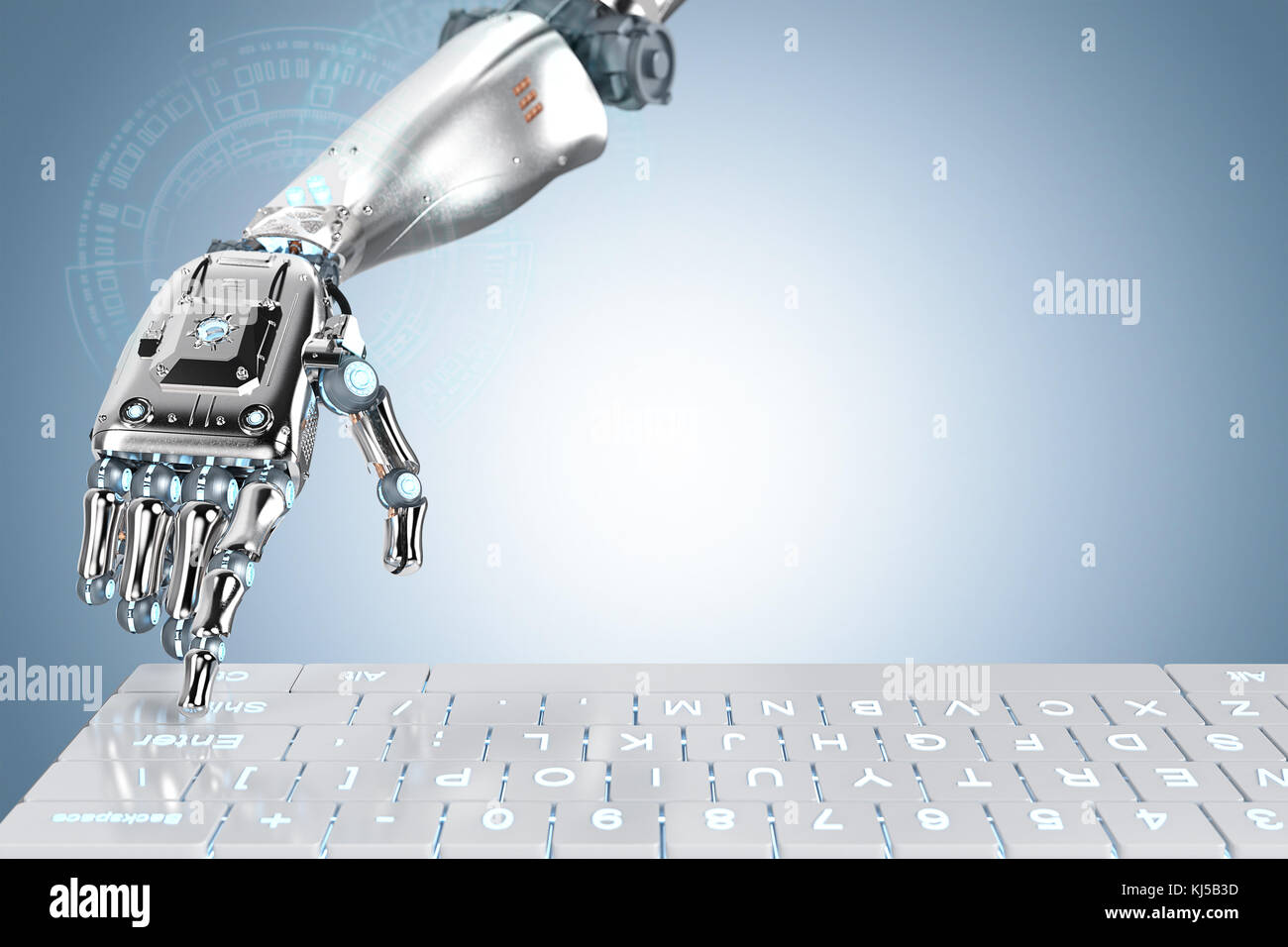 3d rendering robot hand working with computer keyboard Stock Photo - Alamy