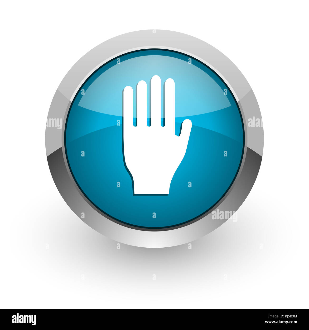 Stop blue silver metallic chrome border web and mobile phone icon on ...