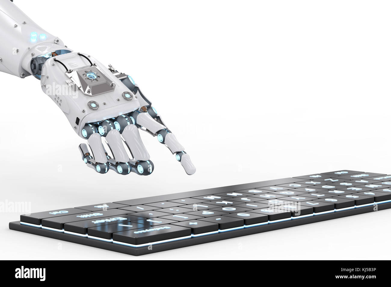 3d rendering robot hand working with computer keyboard Stock Photo - Alamy