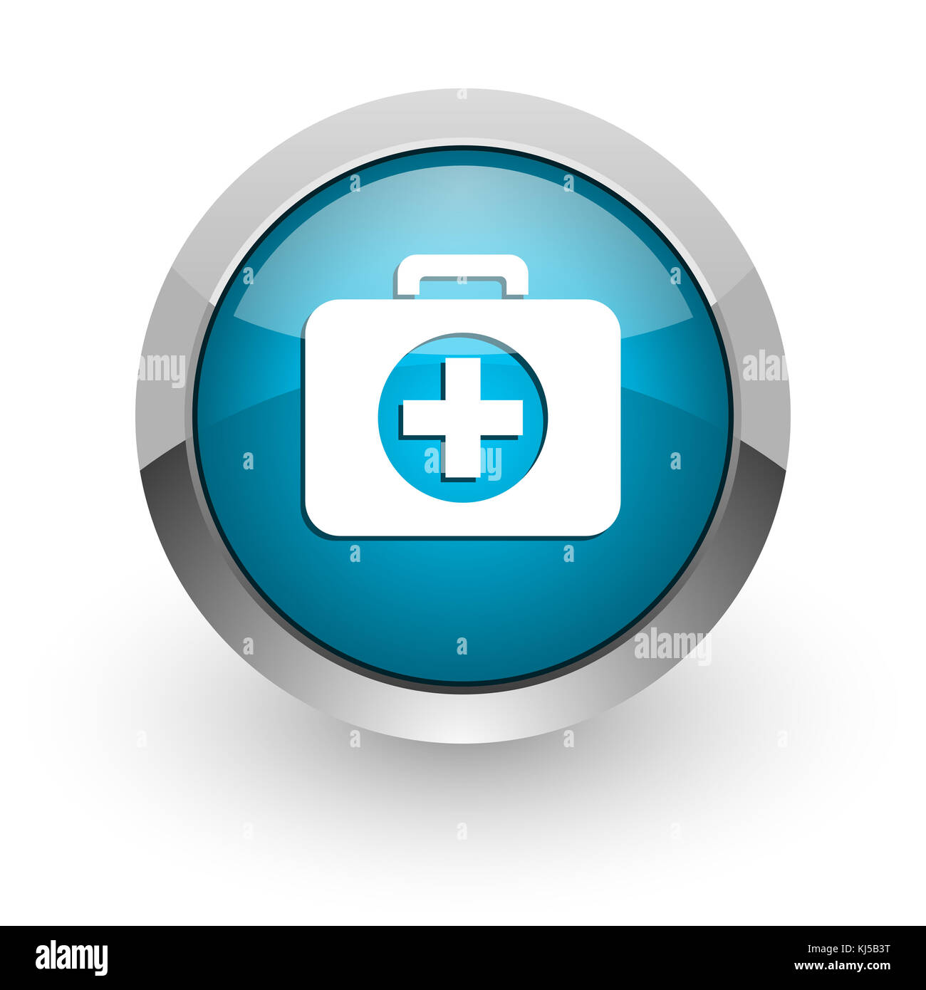 First aid blue silver metallic chrome border web and mobile phone icon ...
