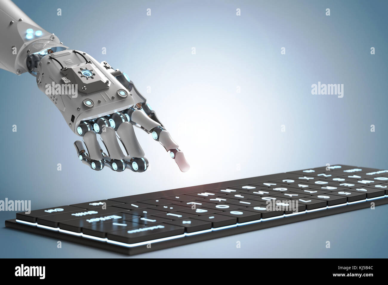 3d rendering robot hand working with computer keyboard Stock Photo - Alamy