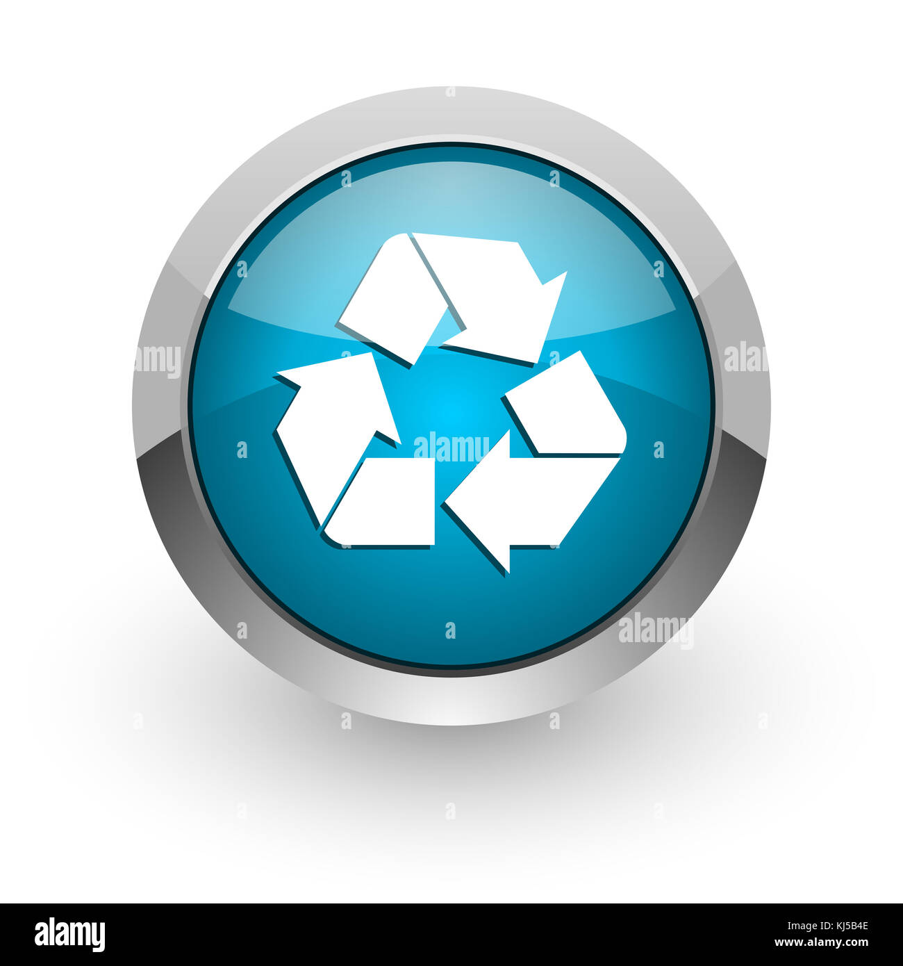 Recycle blue silver metallic chrome border web and mobile phone icon on ...