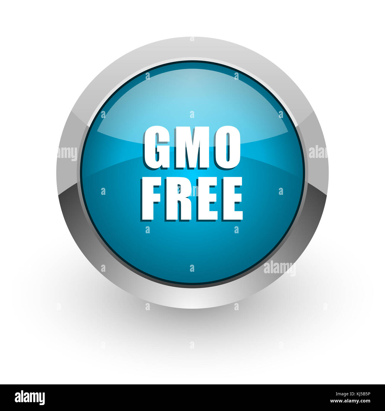 Gmo free blue silver metallic chrome border web and mobile phone icon on white background with ...