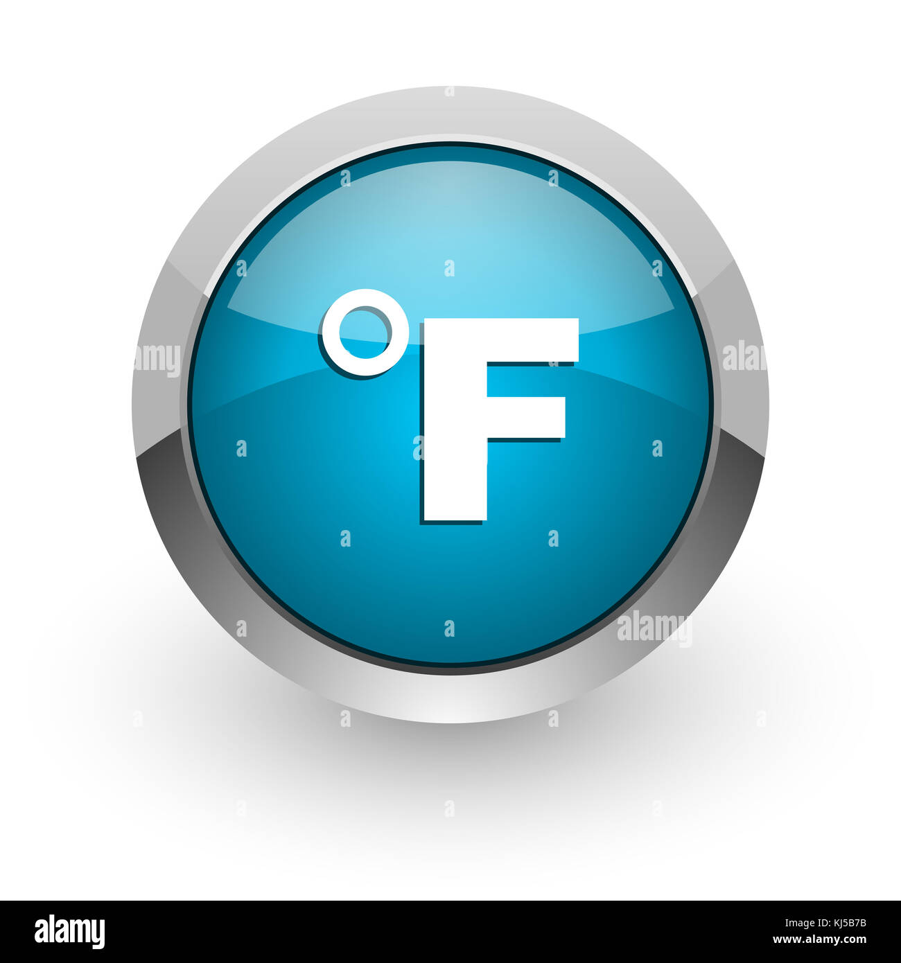 Fahrenheit blue silver metallic chrome border web and mobile phone icon ...