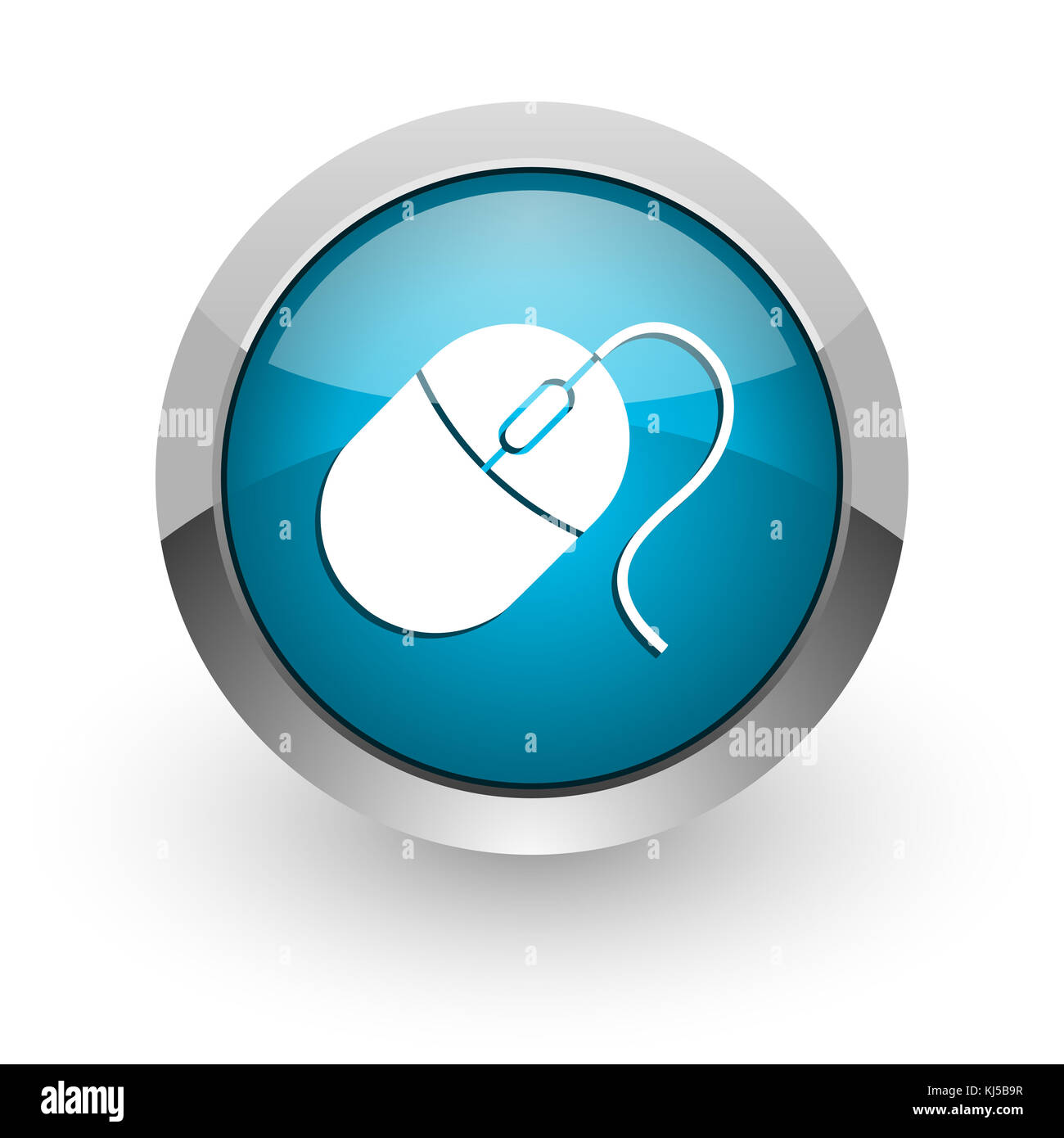 Mouse blue silver metallic chrome border web and mobile phone icon on ...