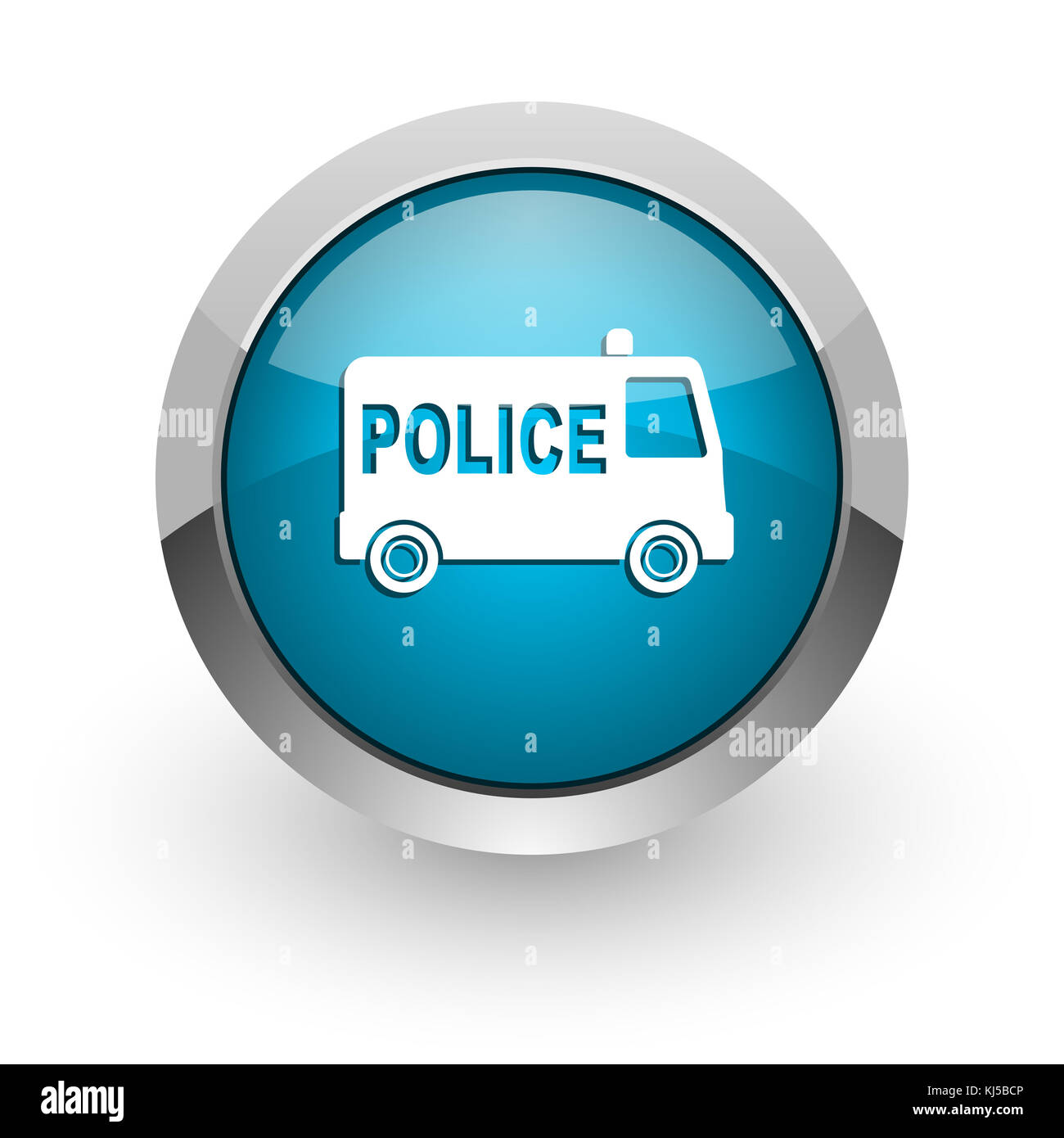 Police blue silver metallic chrome border web and mobile phone icon on ...