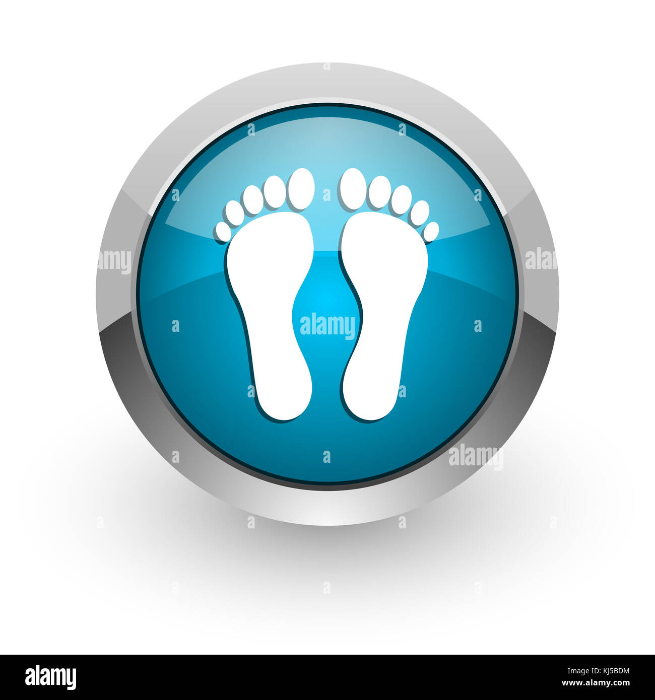Foot blue silver metallic chrome border web and mobile phone icon on ...