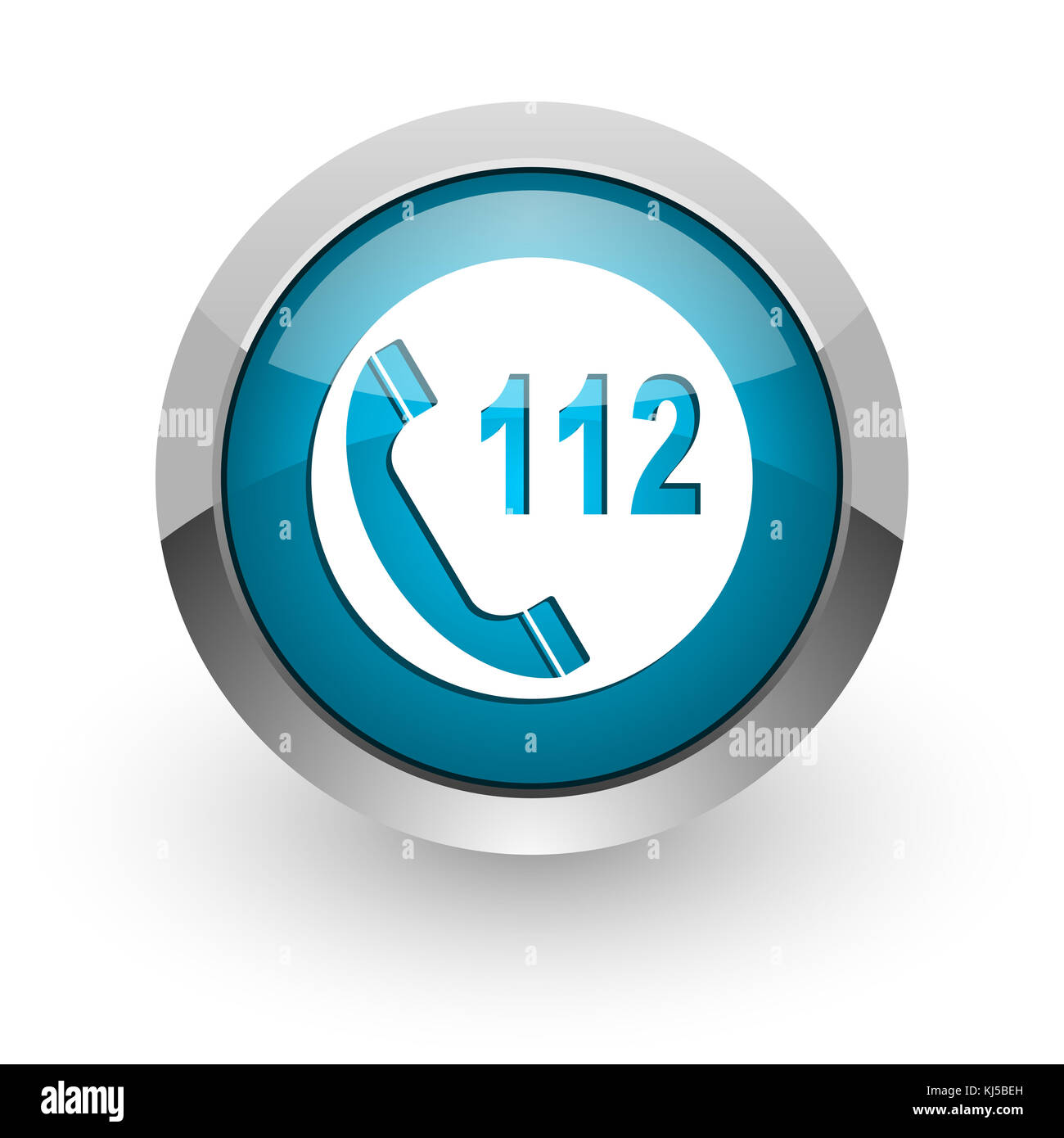 Emergency call blue silver metallic chrome border web and mobile phone ...