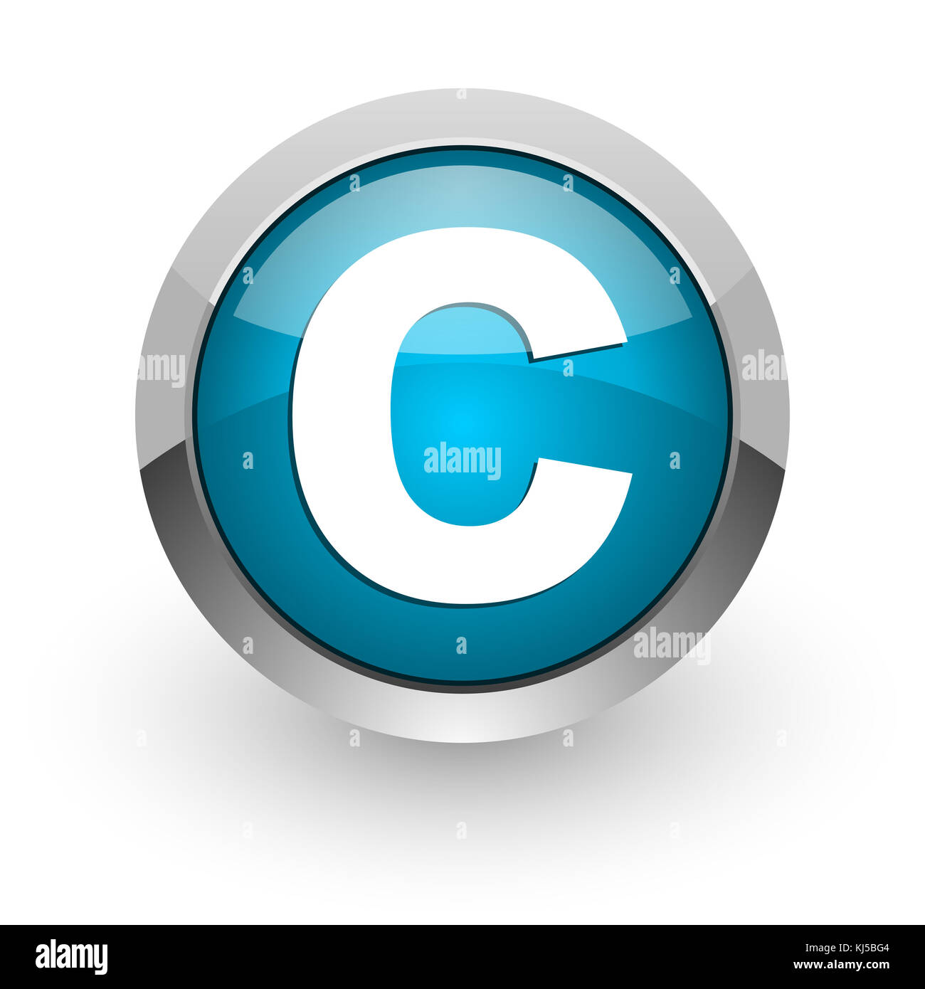 Copyright blue silver metallic chrome border web and mobile phone icon ...
