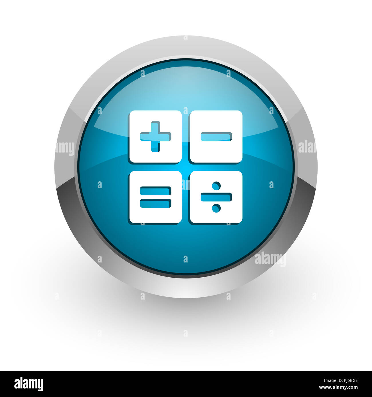 Calculator blue silver metallic chrome border web and mobile phone icon ...