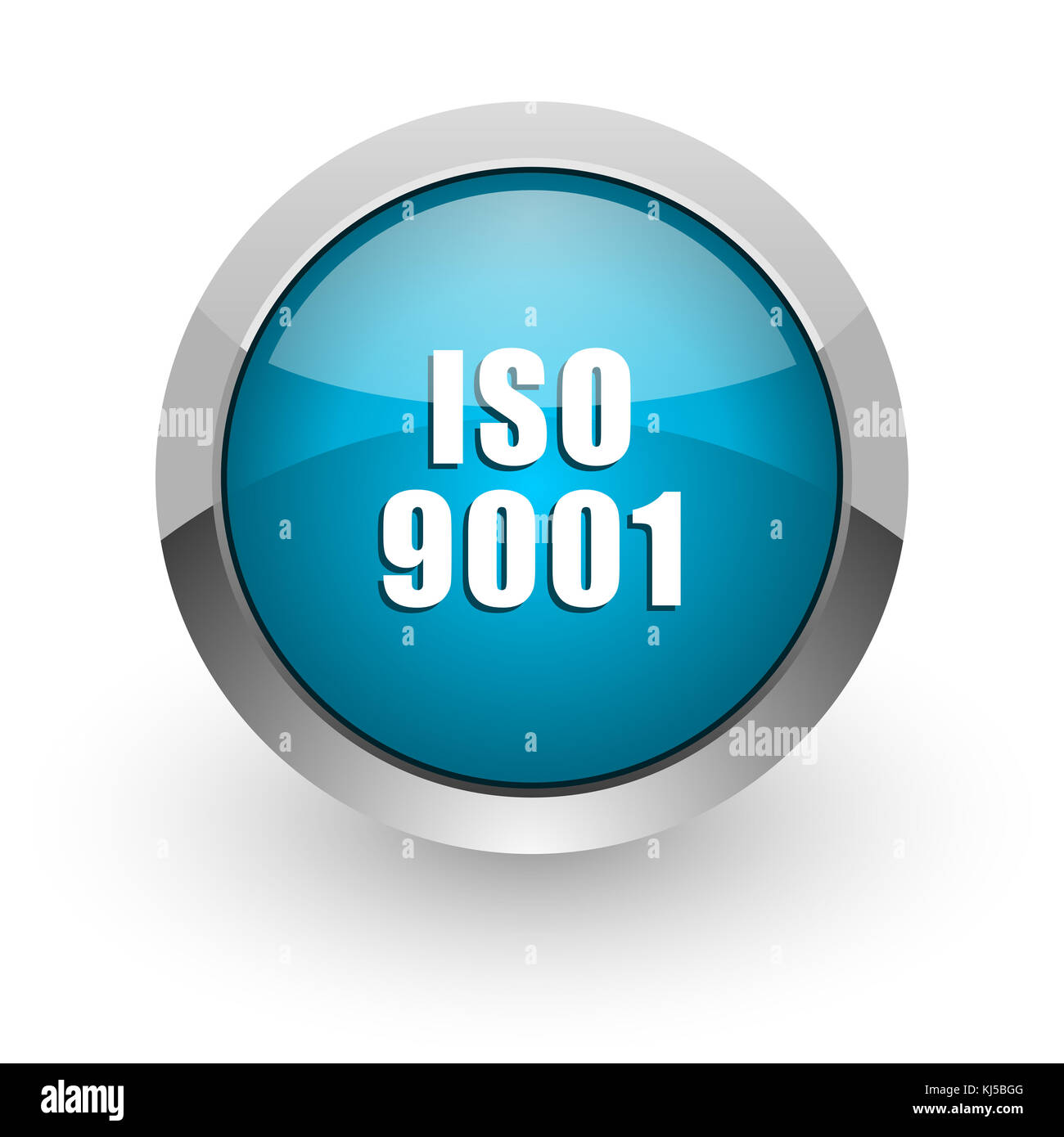 Iso 9001 blue silver metallic chrome border web and mobile phone icon ...