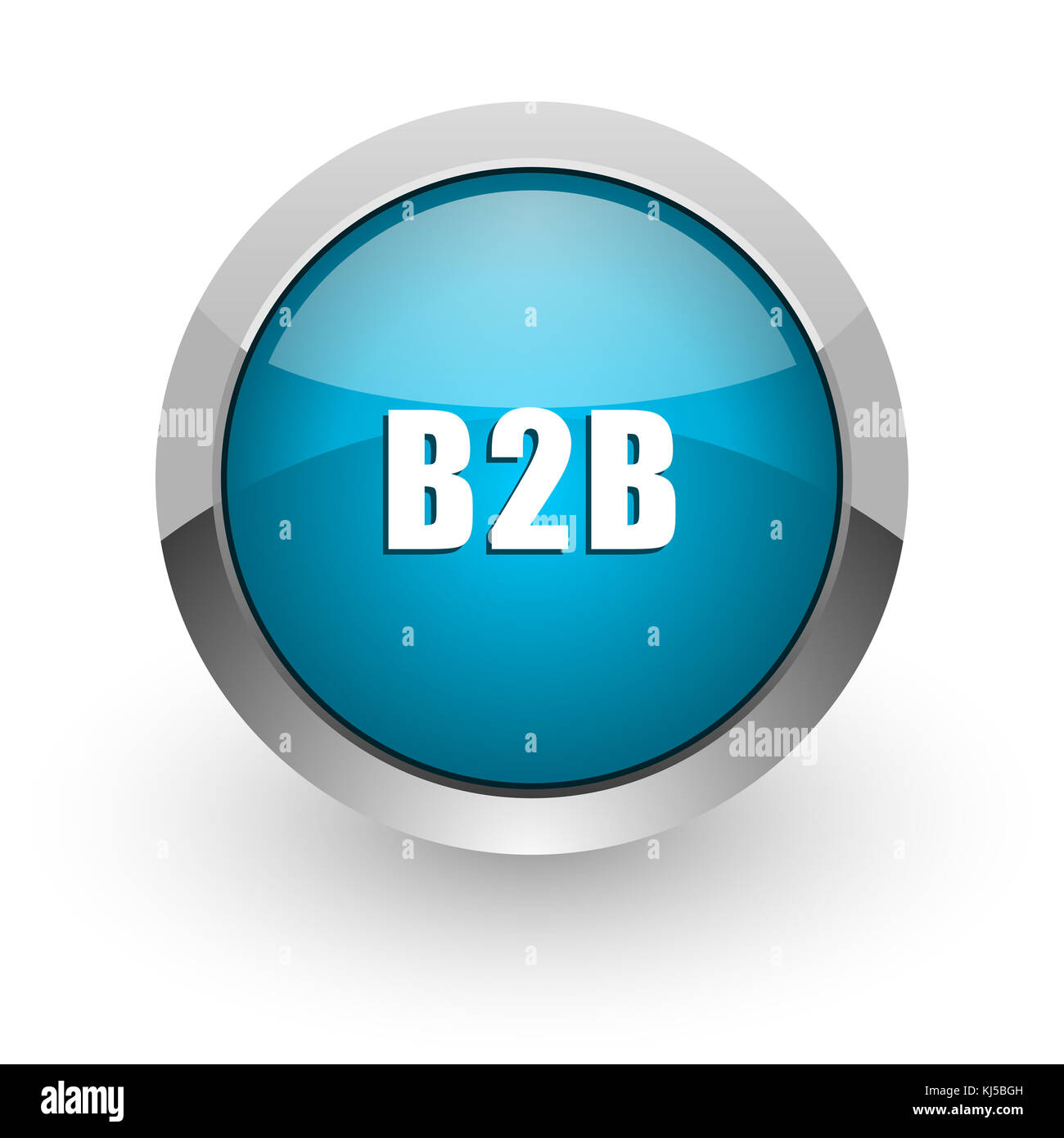 B2b blue silver metallic chrome border web and mobile phone icon on ...