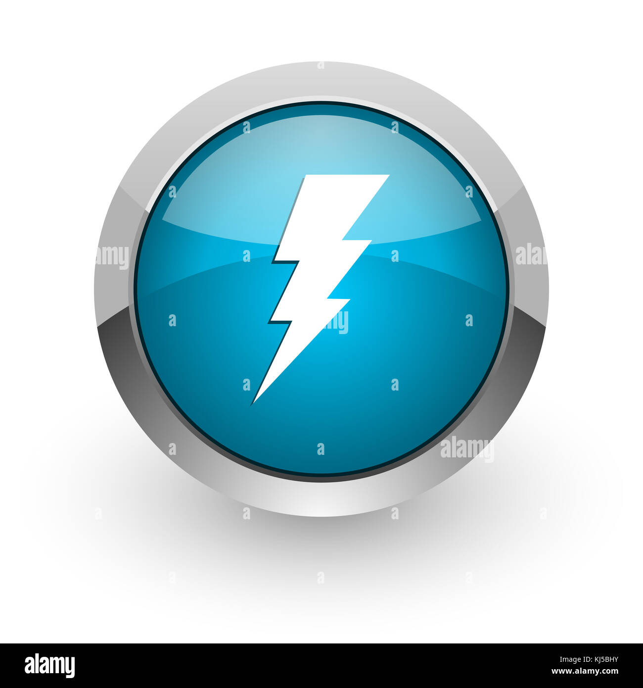 Bolt blue silver metallic chrome border web and mobile phone icon on ...