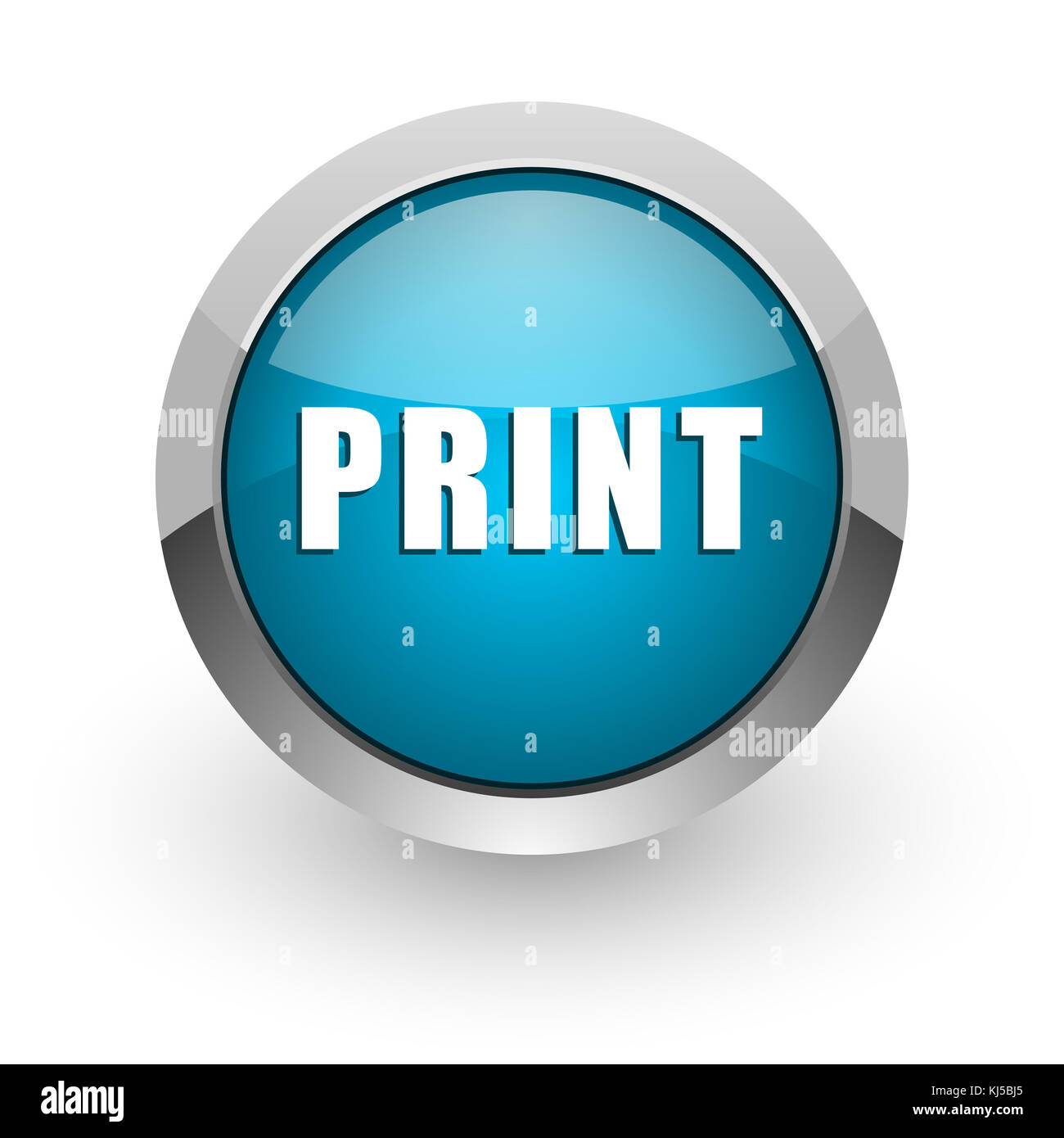 Print blue silver metallic chrome border web and mobile phone icon on ...