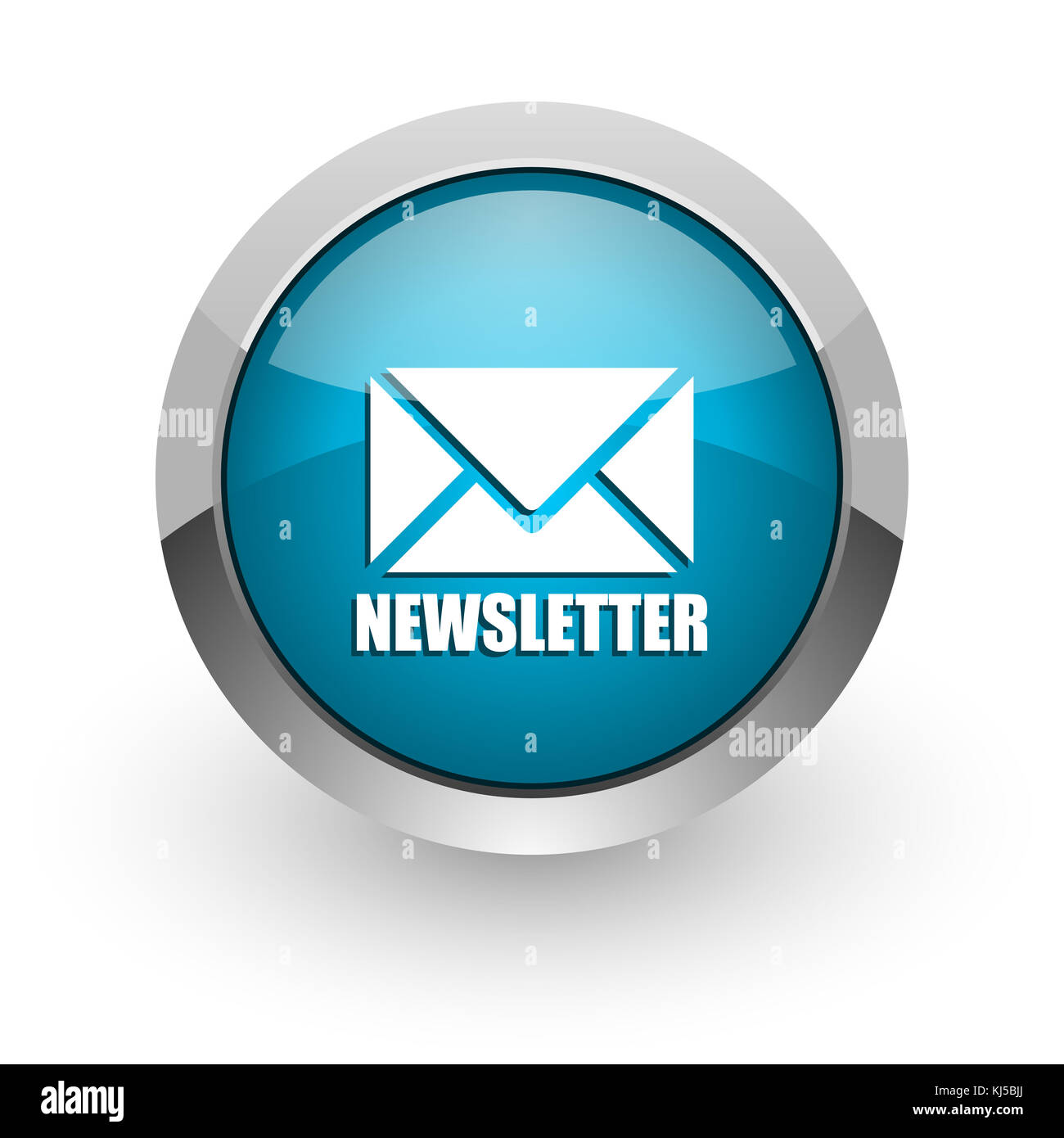 Newsletter blue silver metallic chrome border web and mobile phone icon ...
