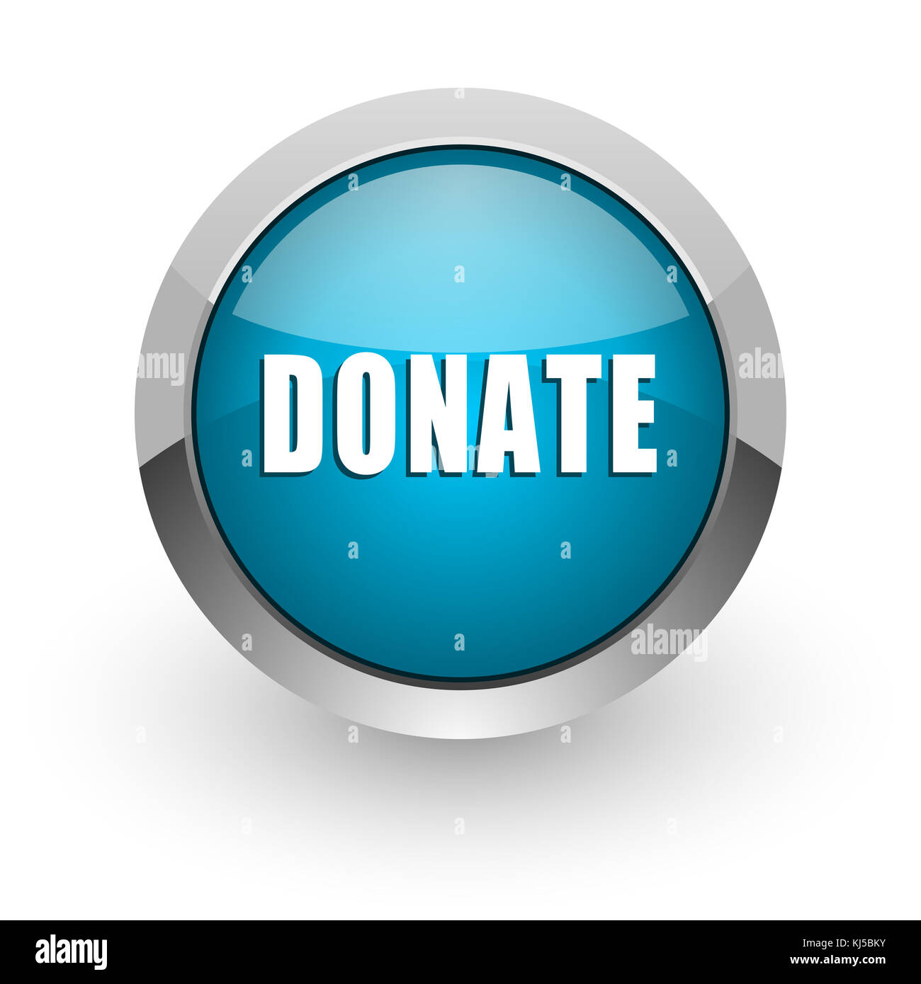 Donate blue silver metallic chrome border web and mobile phone icon on ...