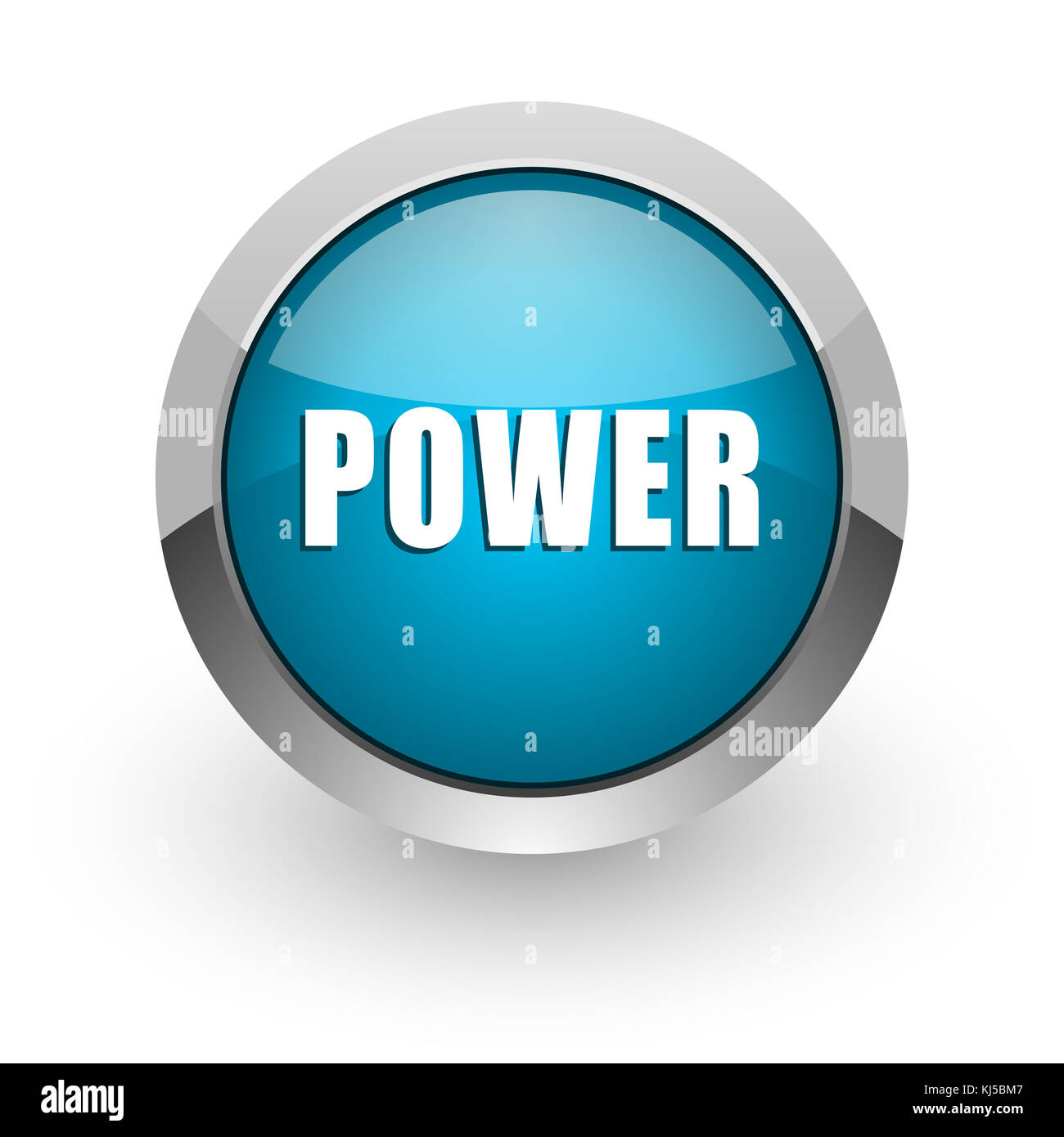 Power blue silver metallic chrome border web and mobile phone icon on ...