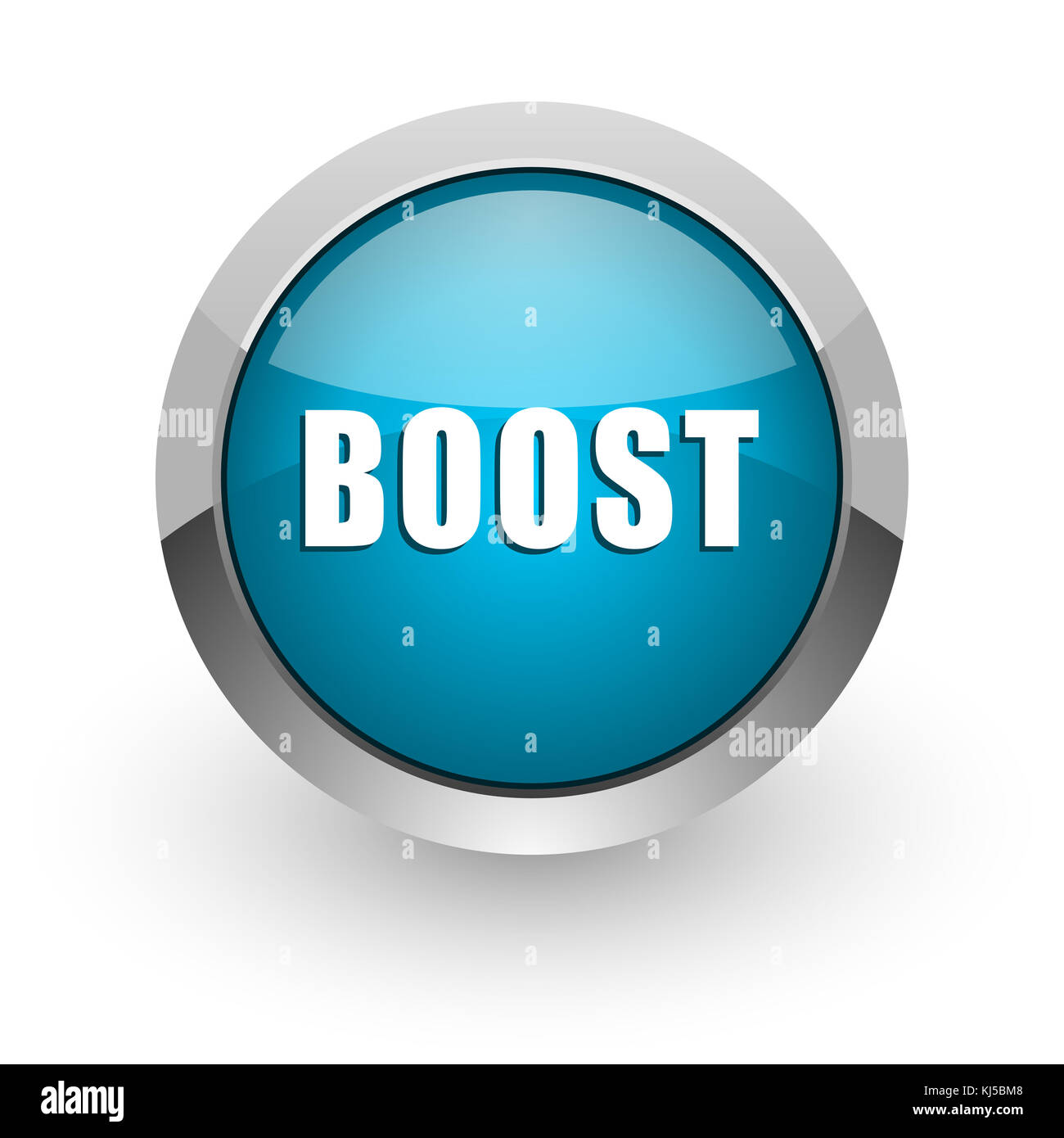 Boost blue silver metallic chrome border web and mobile phone icon on ...